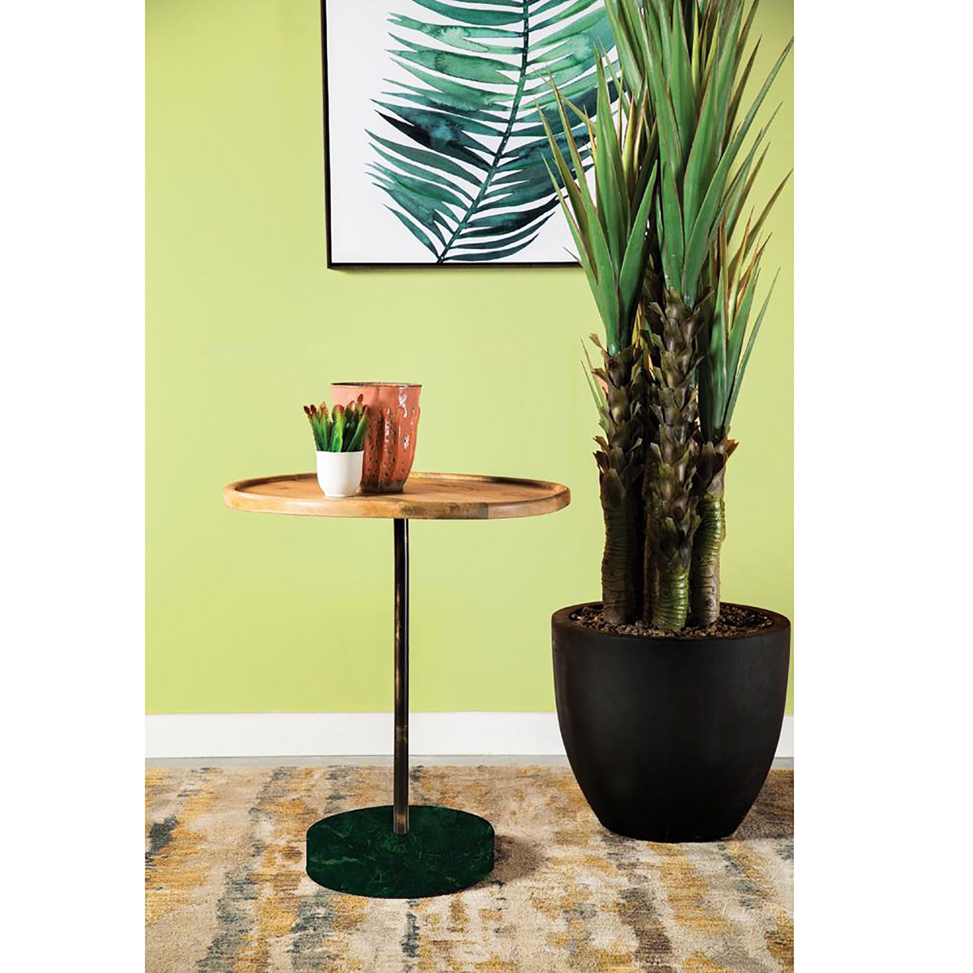 Natural and Green Round Marble Base Accent Table - Walmart.com
