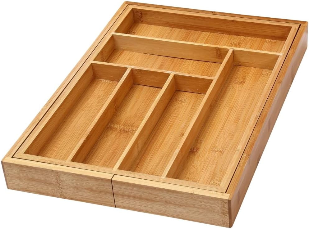Natural bamboo multi-compartment drawer-style storage box - creating a ...