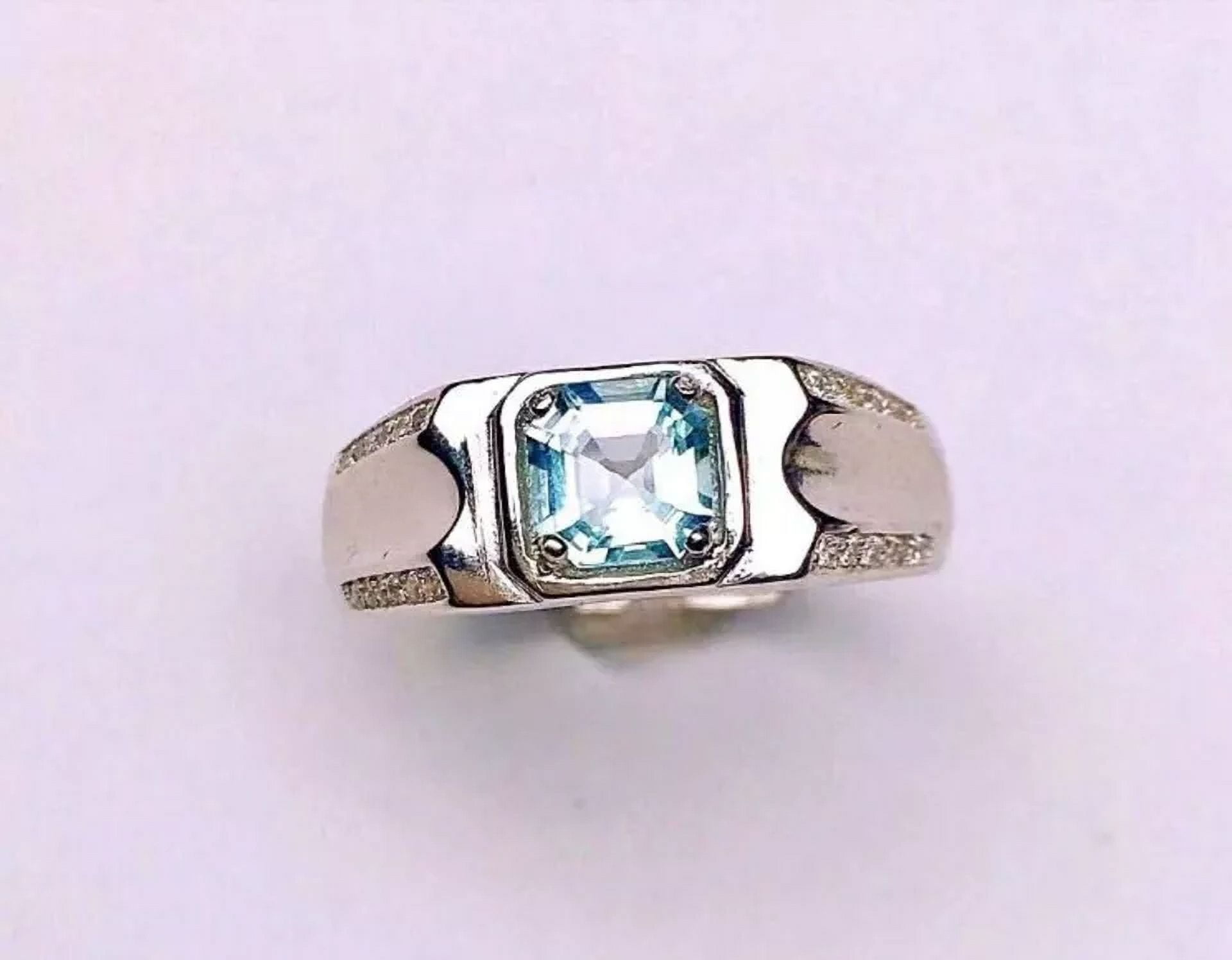 Natural certified 6 CT 925 Sterling Silver aquamarine Gemstone ring For ...