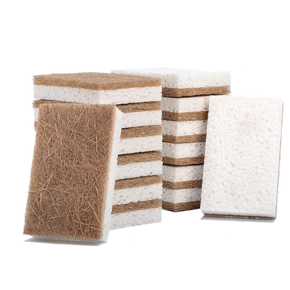 Natural cocottnut Fiber Scrubber Sponge,Wood Cellulose Cleaning Sponges ...