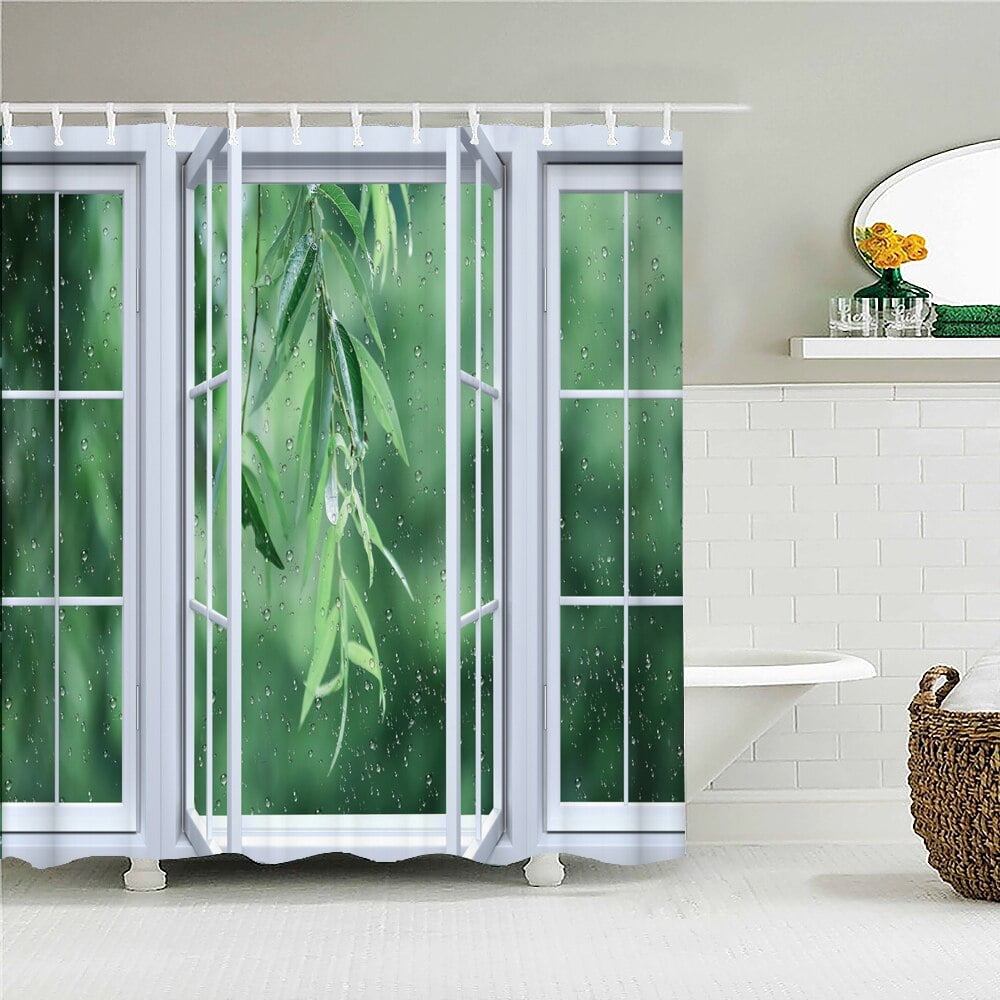 Natural landscape 3D Fabric Shower Curtains Scenery Outside the Window ...