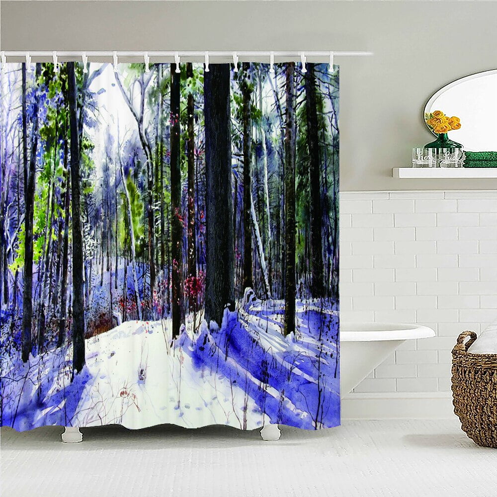 Natural landscape Shower Curtain Decor Waterproof Fabric Bathroom ...