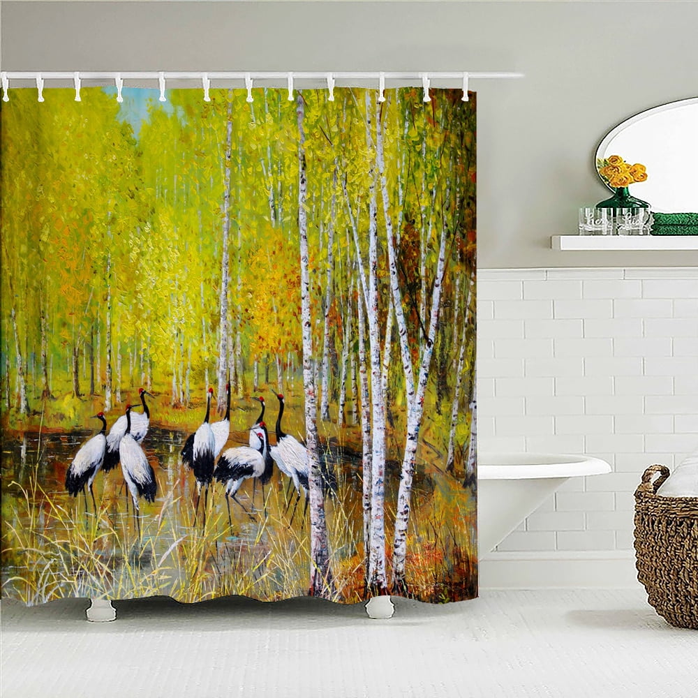 Natural landscape Shower Curtain Decor Waterproof Fabric Bathroom ...