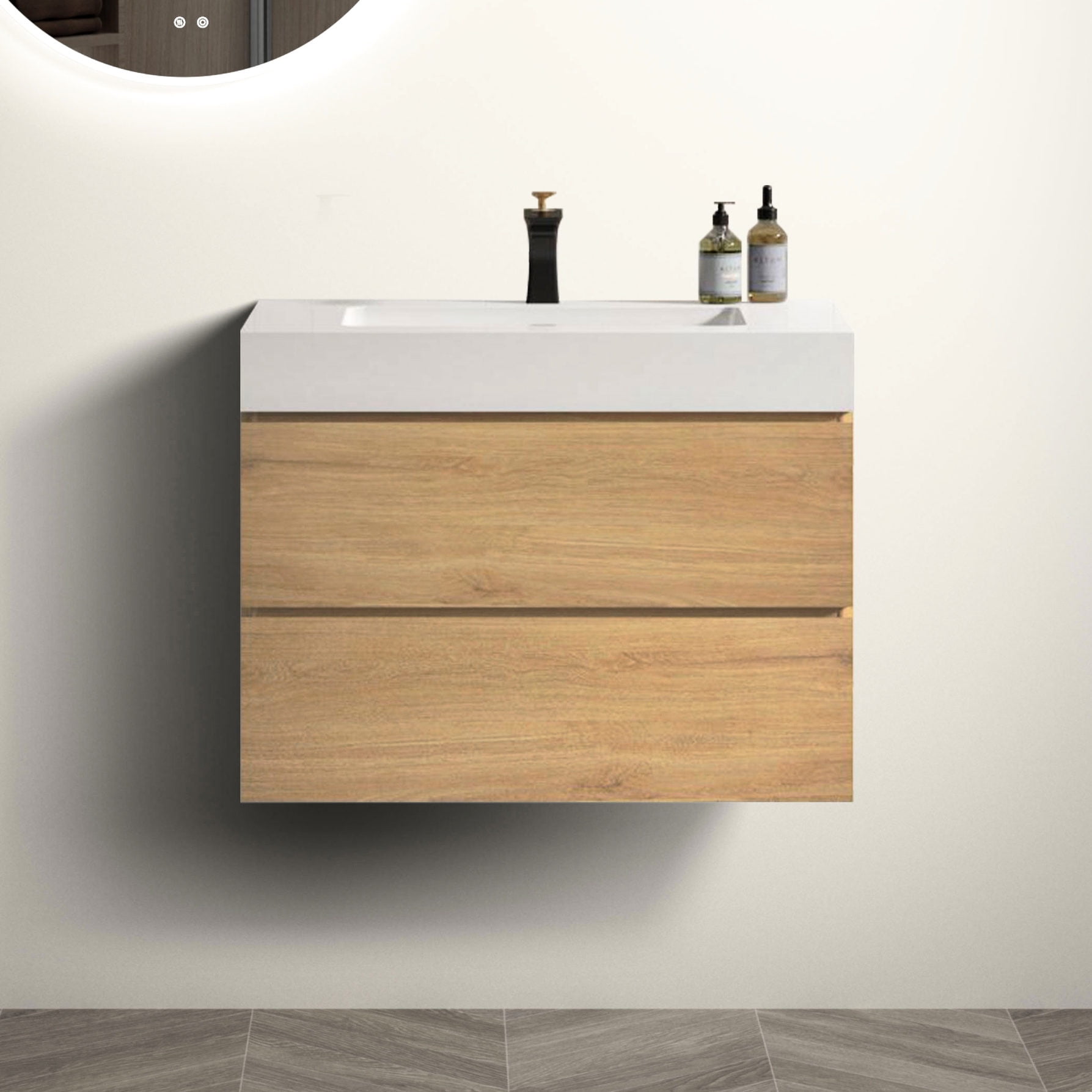 Natural oak finish - Soft - closing drawer runners - Bathroom routine ...