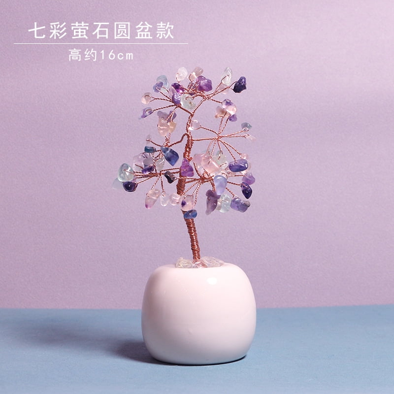 Natural pink crystal topaz lucky tree lucky tree lucky ornaments wine ...