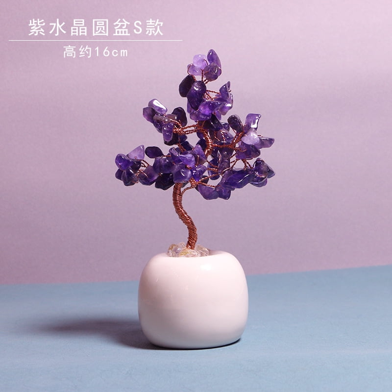 Natural pink crystal topaz lucky tree lucky tree lucky ornaments wine ...