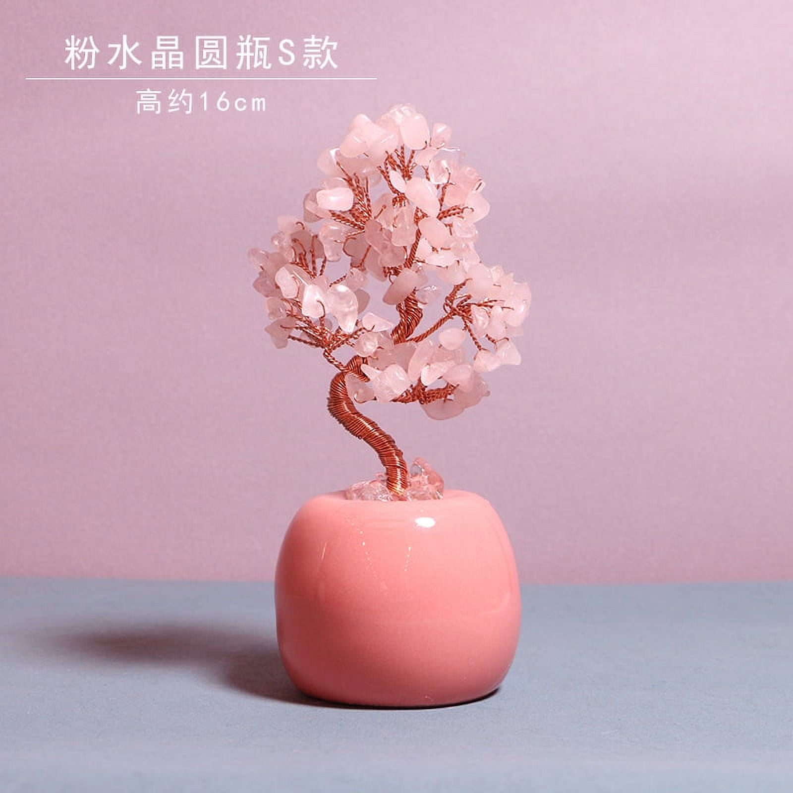 Natural pink crystal topaz lucky tree lucky tree lucky ornaments wine ...