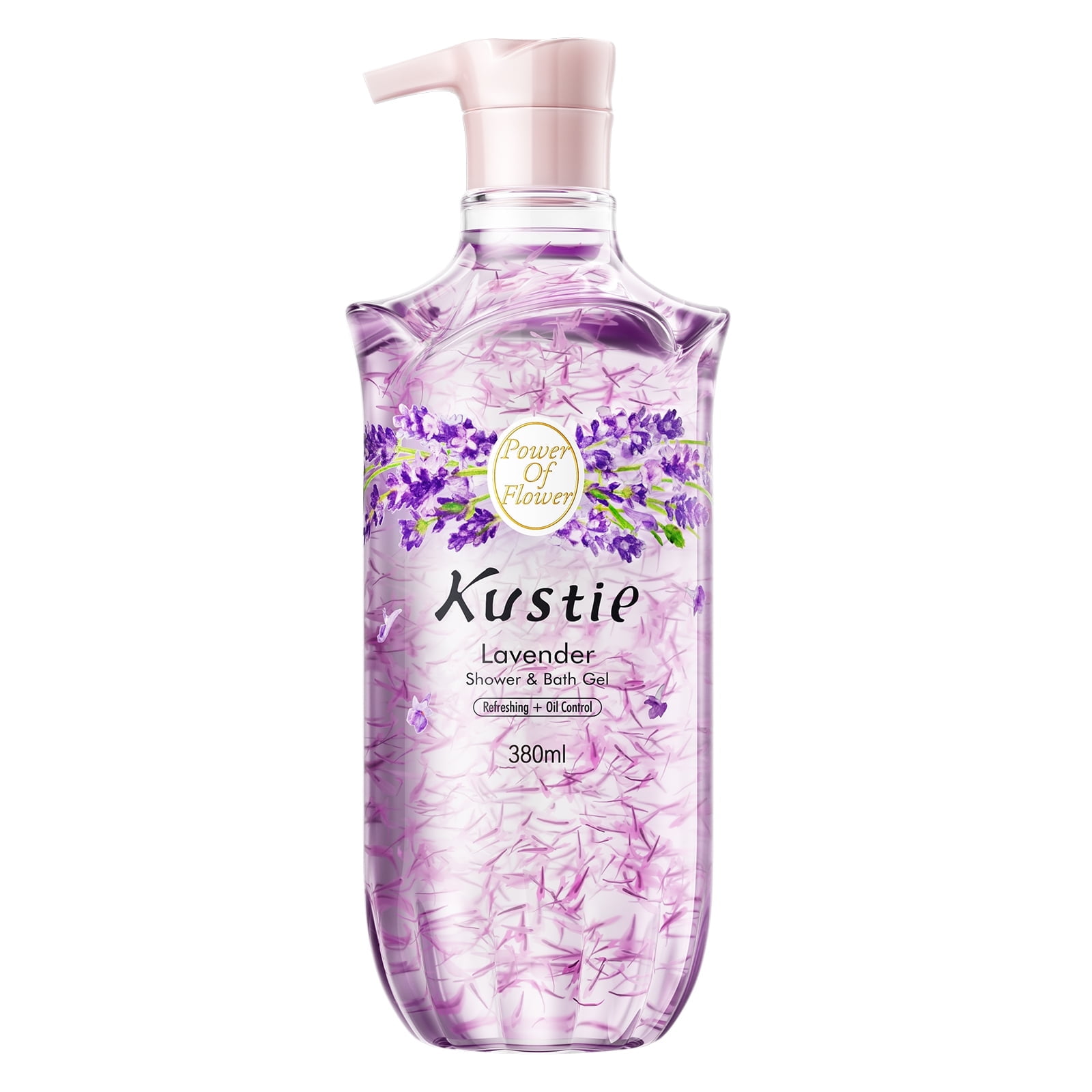 Natural shower gel with lavender petals, flower body wash with pump ...