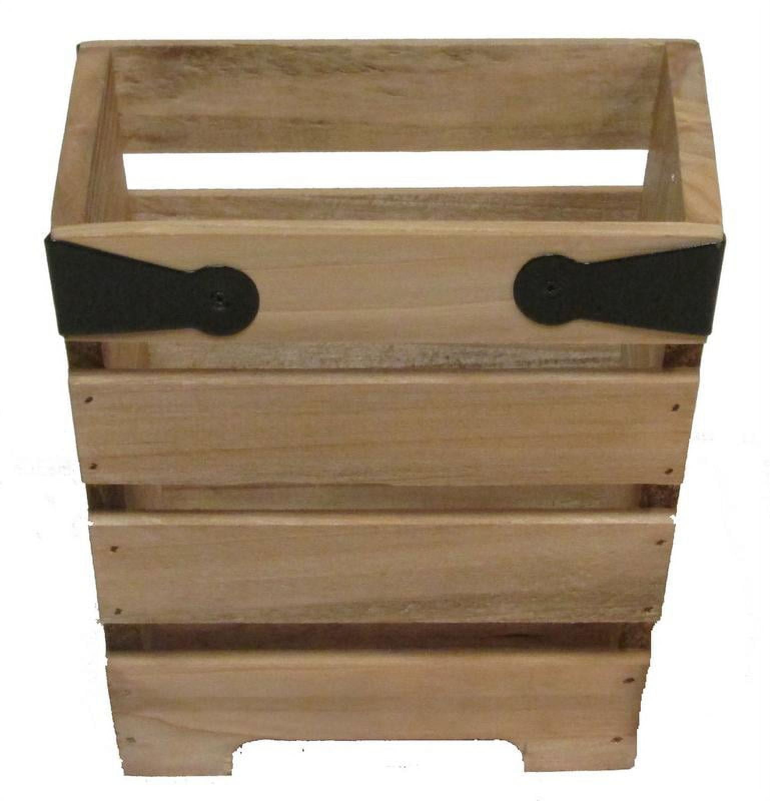 Natural wood 5" crate style pot with metal corner design - Walmart.com