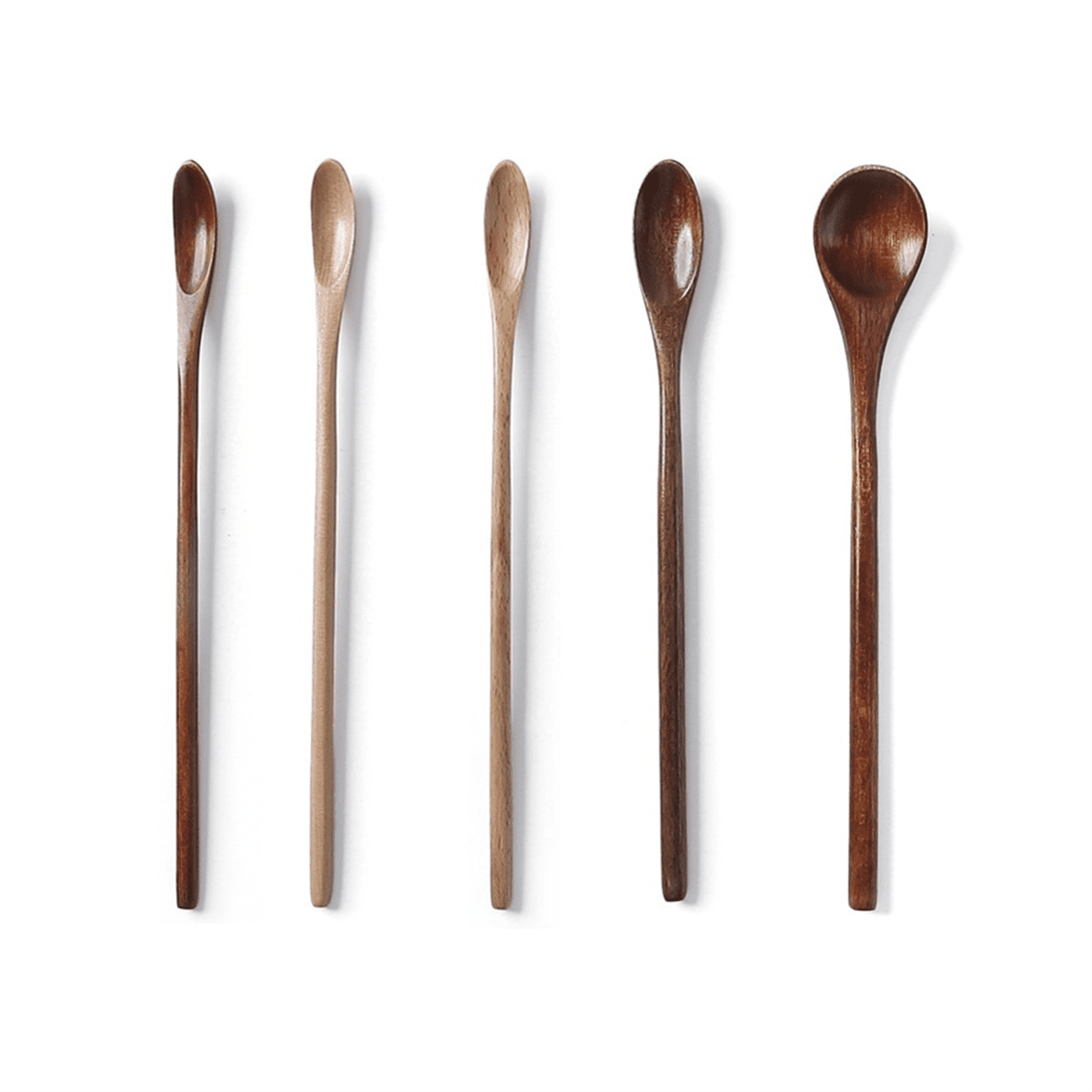 Natural wood long handle spoon Tea stirring Iced tea cocktail Tasting ...