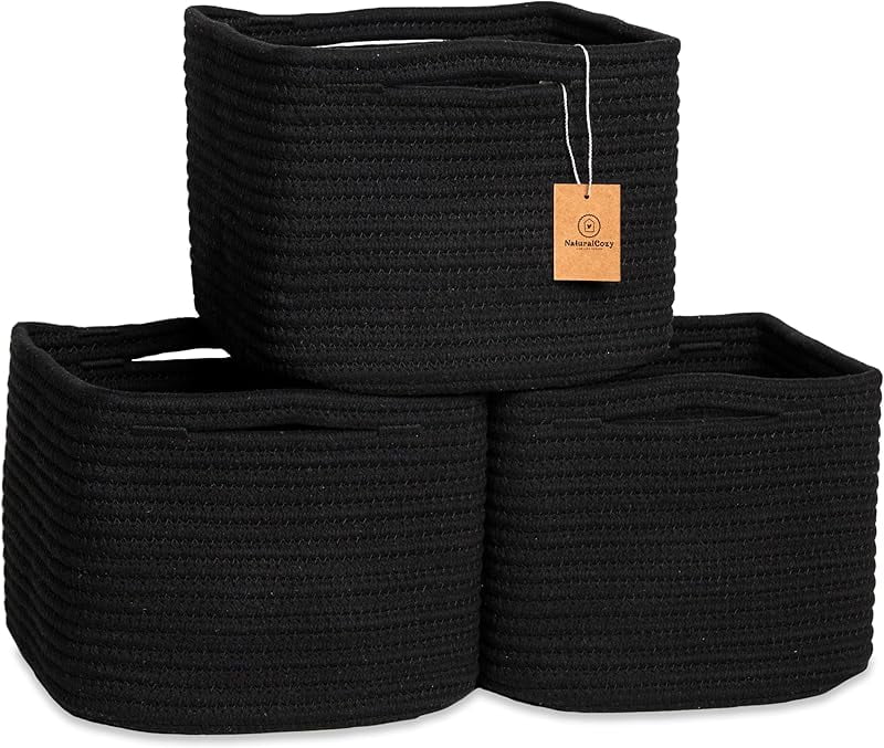 NaturalCozy Storage Cues 9”x9”x7”Cotton Rope Woven askets for ...