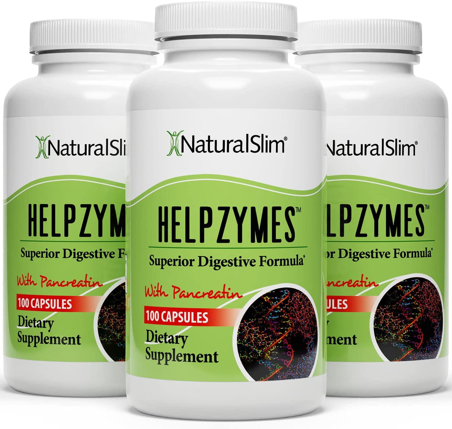 NaturalSlim Helpzymes w/ HLC Acid & Pancreatin - 3 Pack Digestive ...