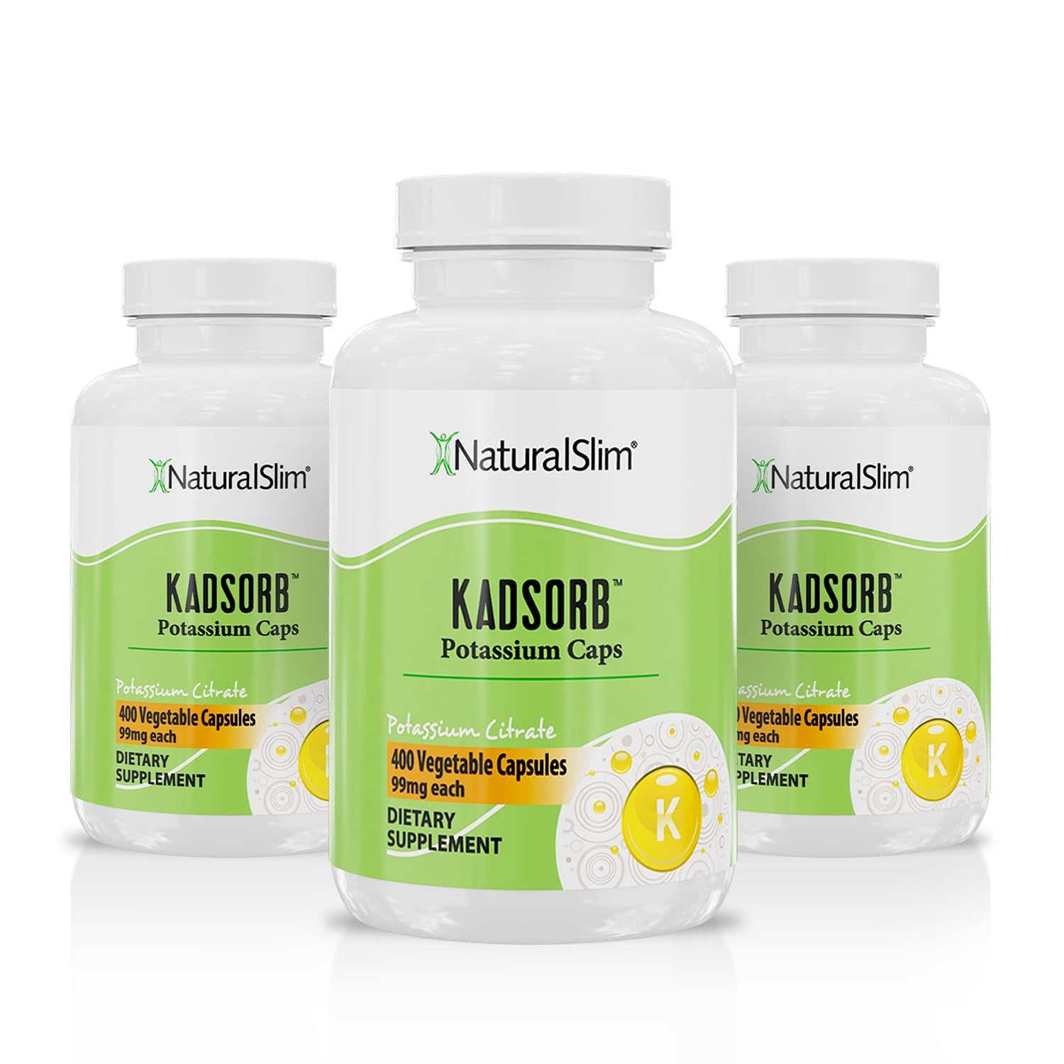 NaturalSlim Kadsorb Potassium Citrate Supplement Pills - 3 Pack, 400 ...