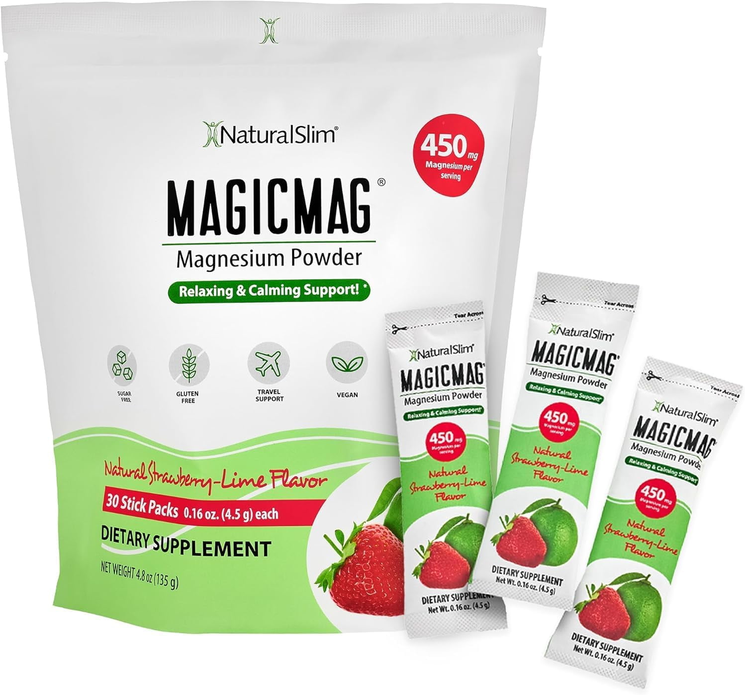 NaturalSlim MagicMag Magnesium Citrate Powder Stick for Stress, Sleep ...
