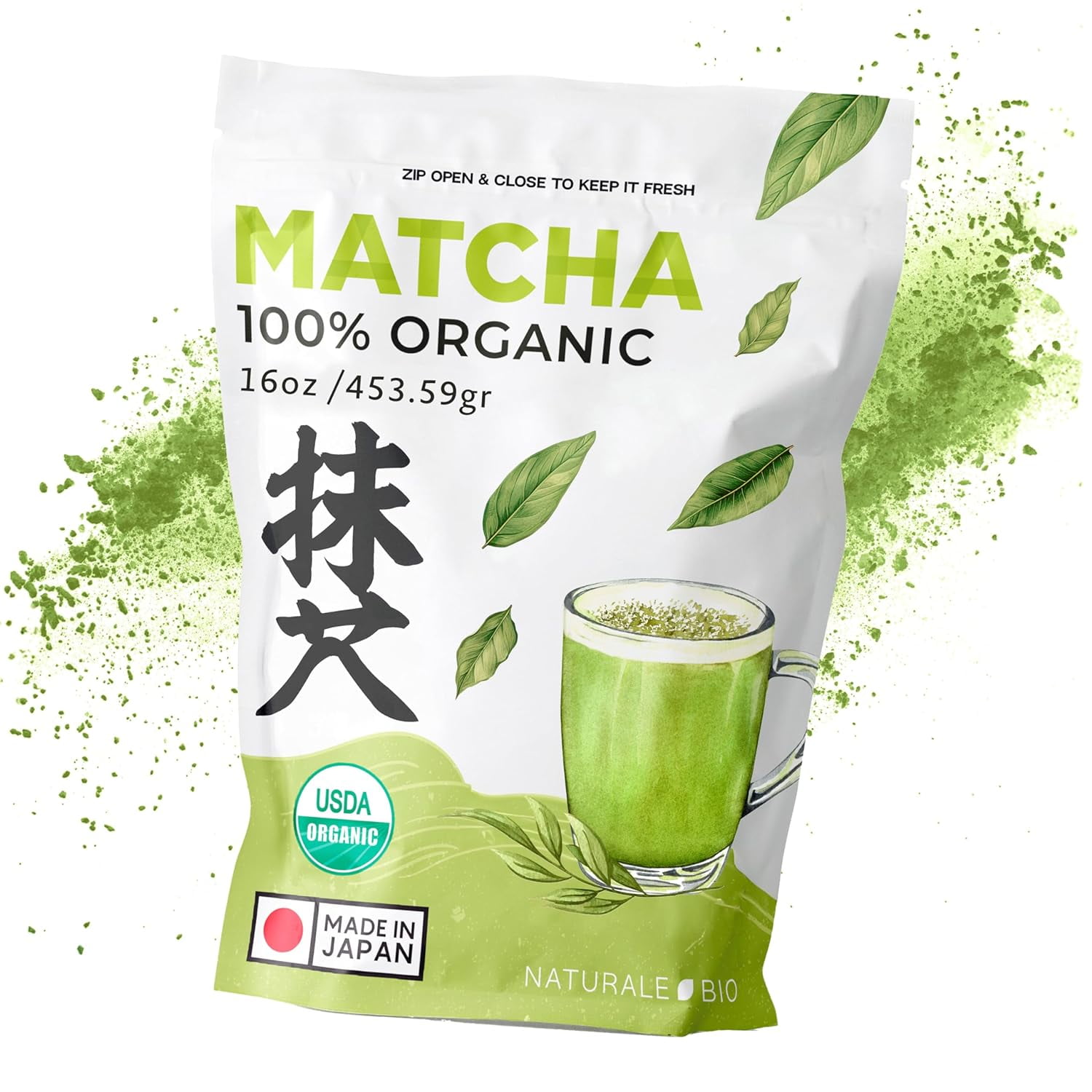 NaturaleBio Culinary 16oz Matcha Powder USDA Organic Matcha Green Tea ...