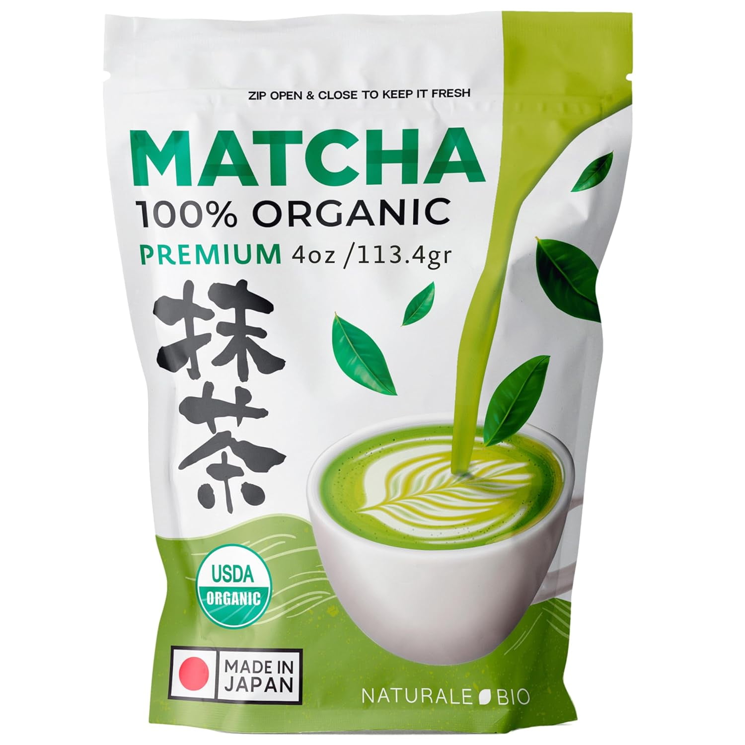 NaturaleBio Premium 4oz Matcha Powder USDA Organic Matcha Green Tea ...