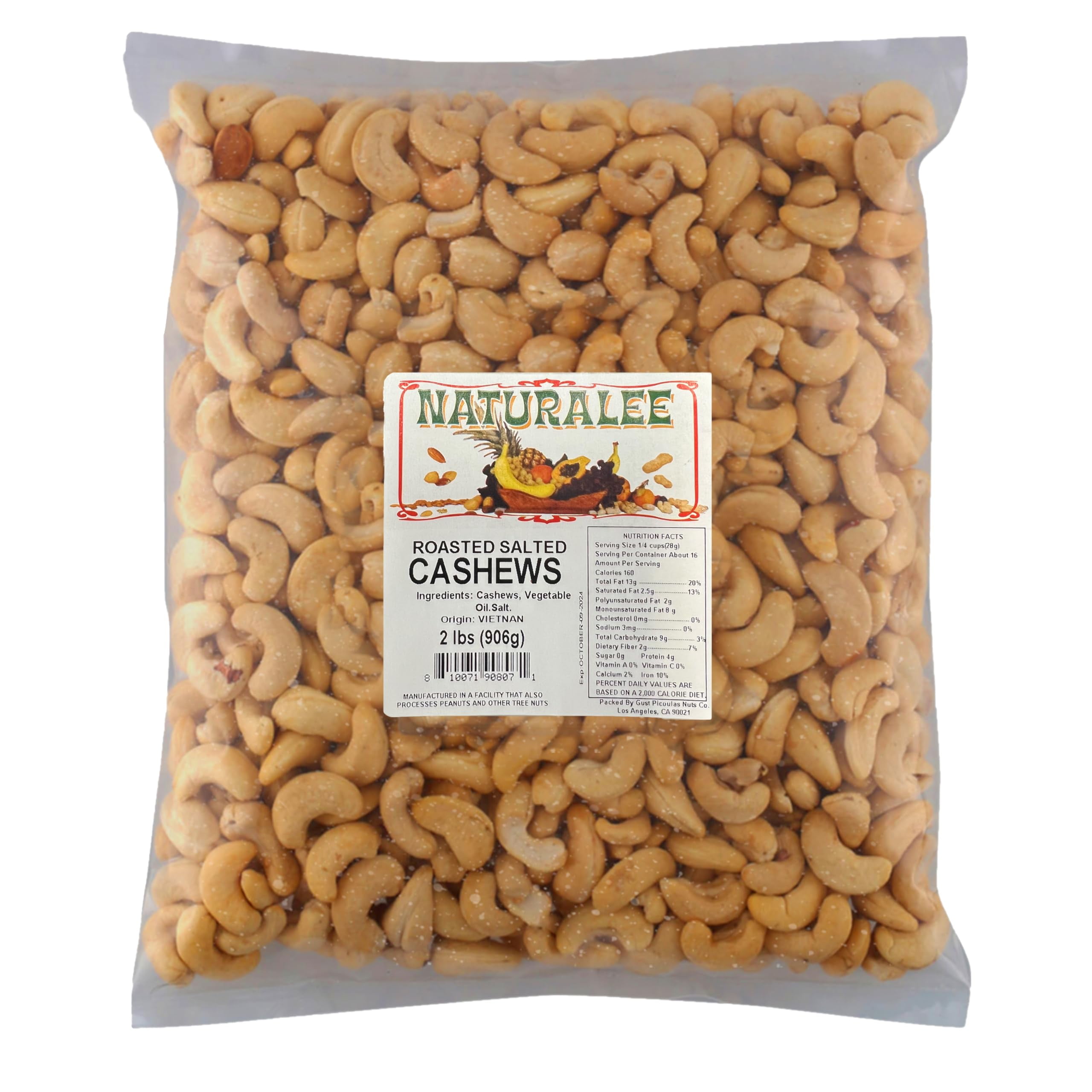 Naturalee Cashews 2 lbs BDF32 - Roasted, Salted - Natural Heart Healthy ...