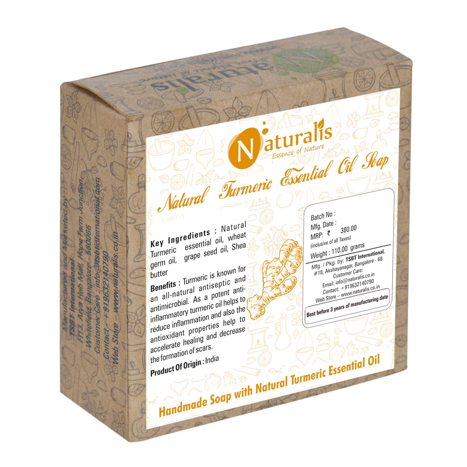 Naturalis Handmade Soap With Natural Turmeric Essential Oil For Antimicrobial Scars 110g ...