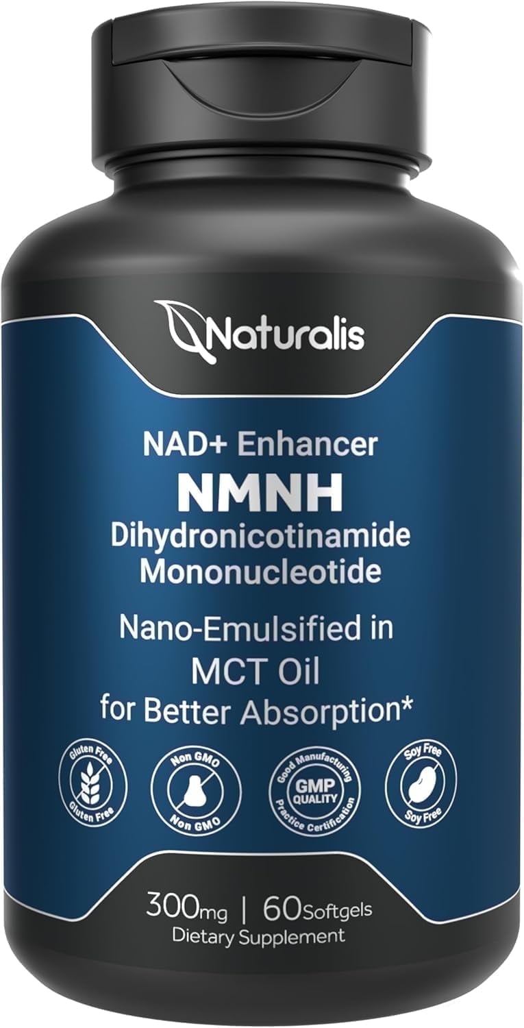 Naturalis NAD+ Levels & Support - Nano Emulsified in MCT Oil for Better Absorption - 60 Softgels ...