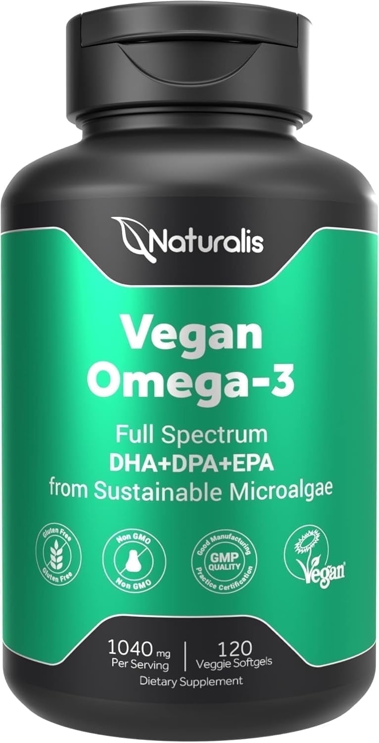 Naturalis Vegan Omega 3 DHA EPA DPA Softgels, 120 Veggie, Sustainably ...