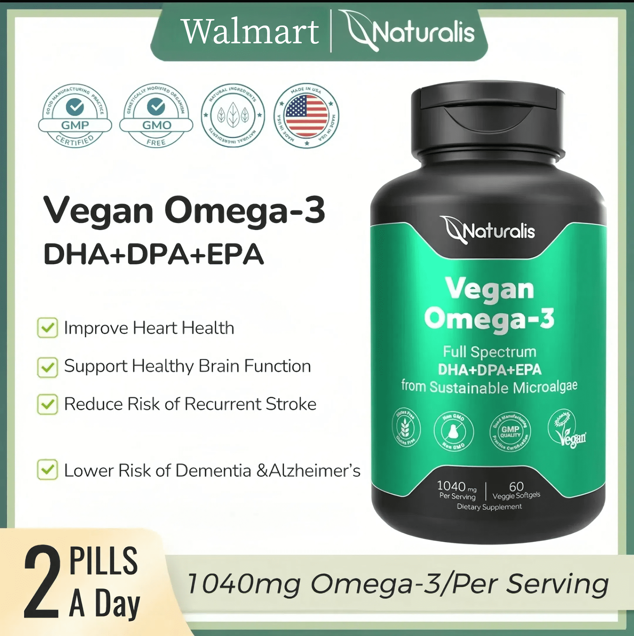 Naturalis Vegan Omega 3 DHA, EPA & DPA from Algae | Vegan Society ...