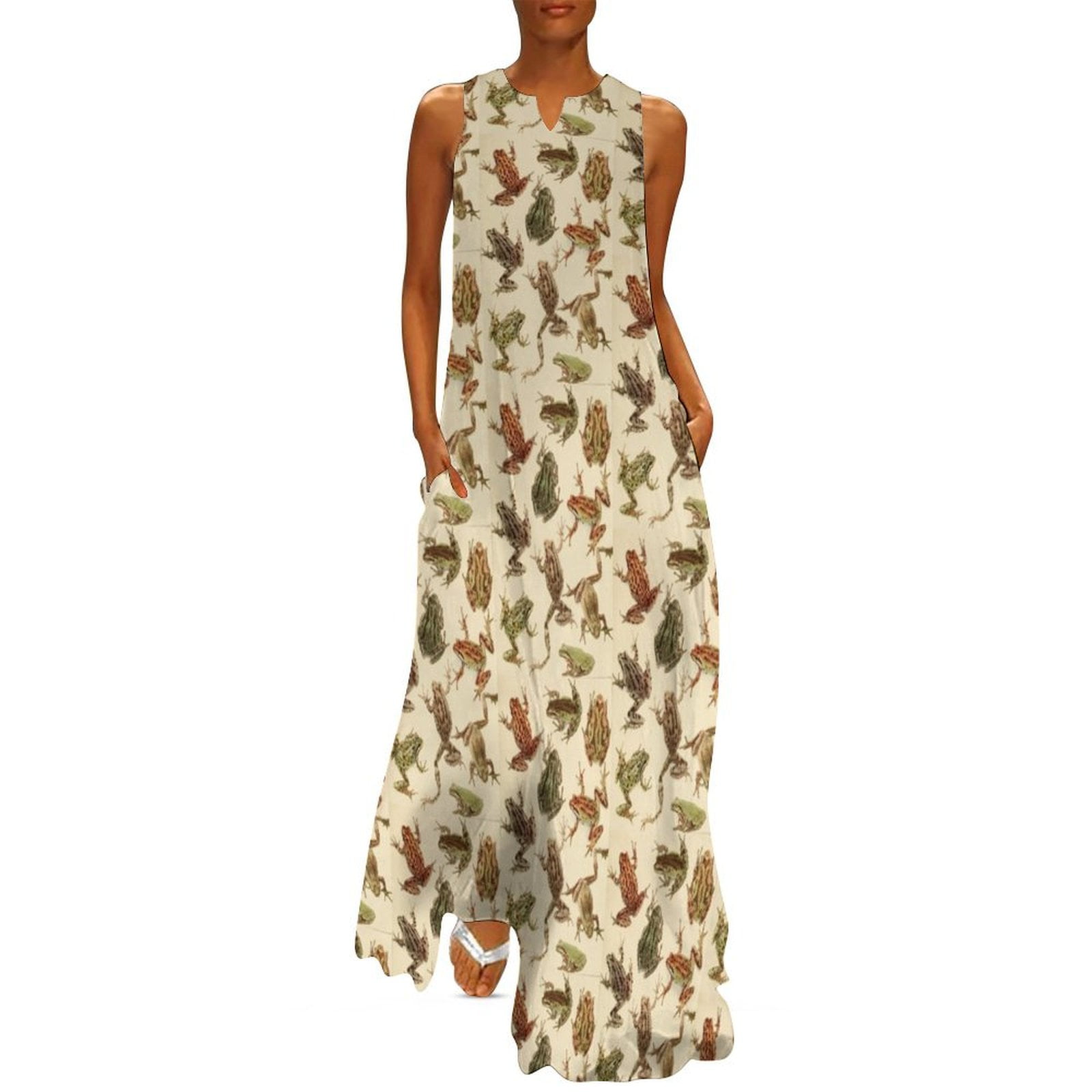 Naturalist Frogs Long Dress loose summer dress summer dress for women ...
