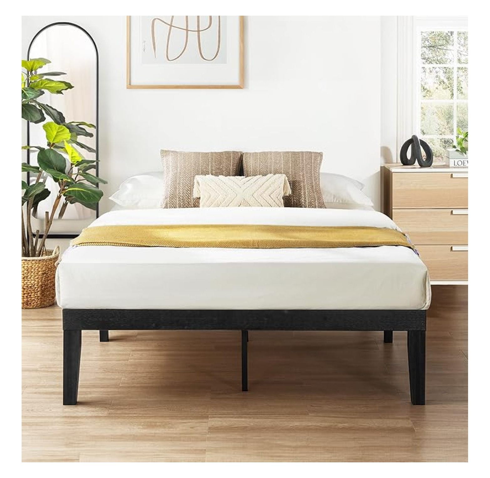 Naturalista Classic 16 Inch Solid Wood Platform Bed with Wooden Slats ...