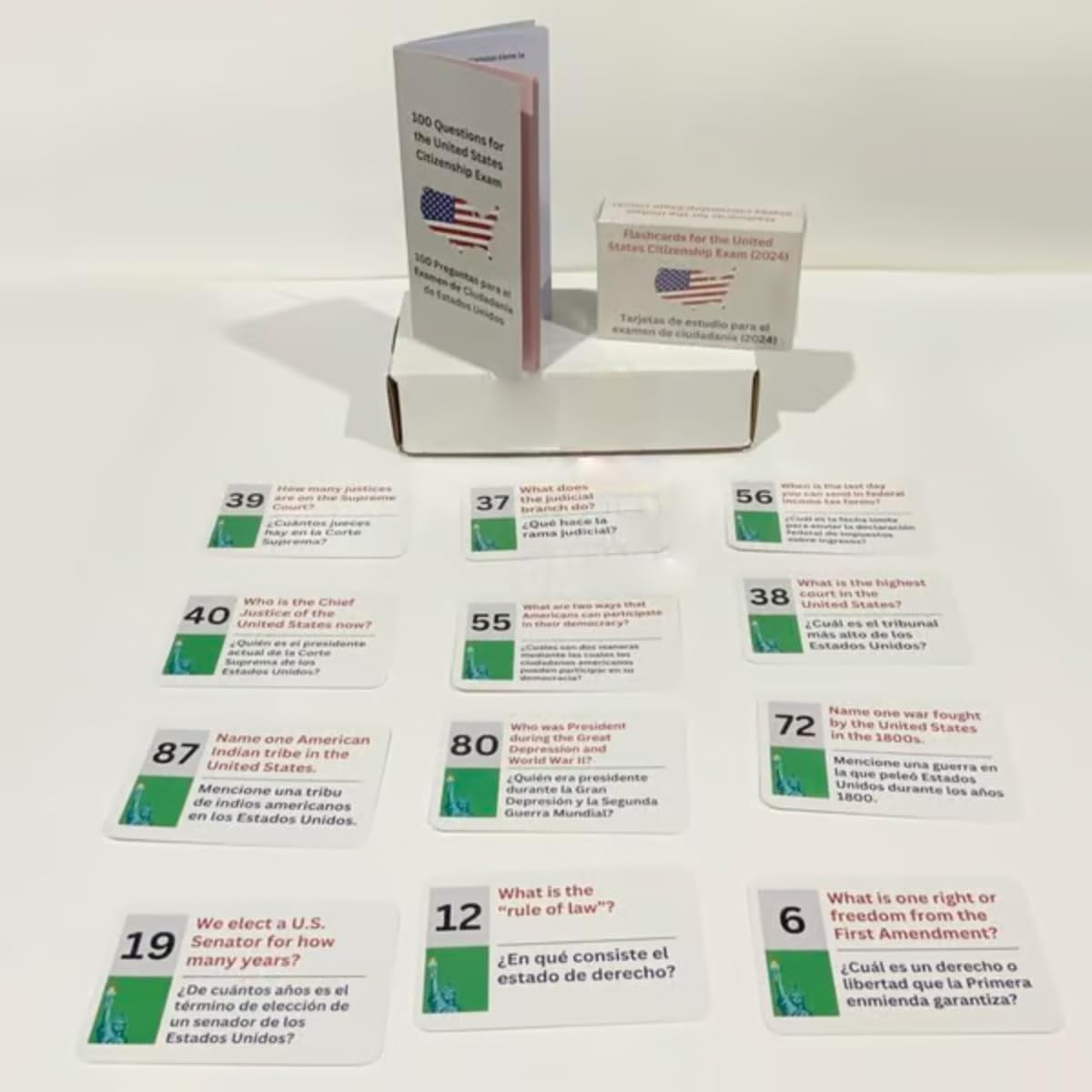 Naturalization Test Study Kit: 100 Flashcards & Bilingual English ...