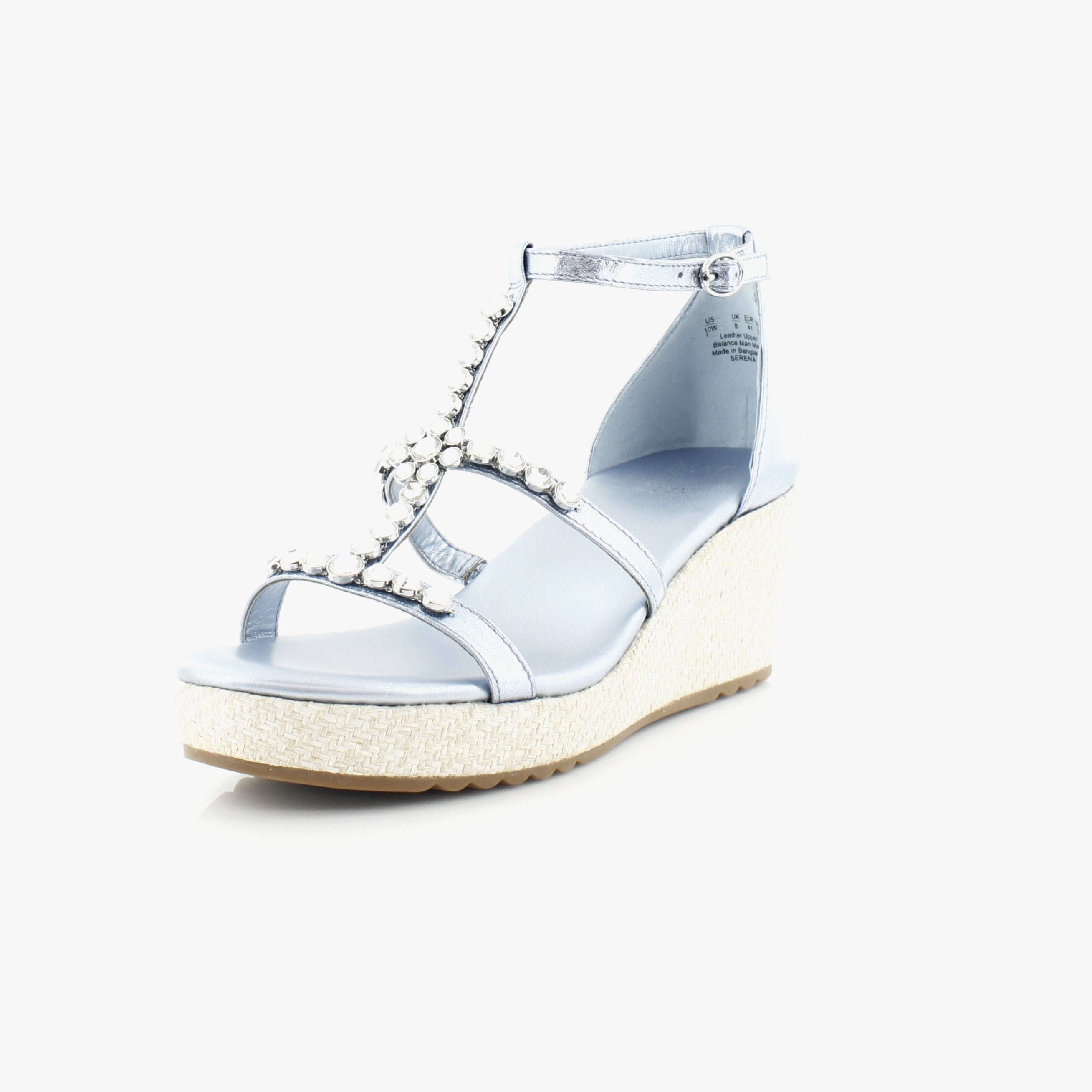 Naturalizer Womens Serena Strappy Wedge Sandal Light Blue Metallic 9W ...