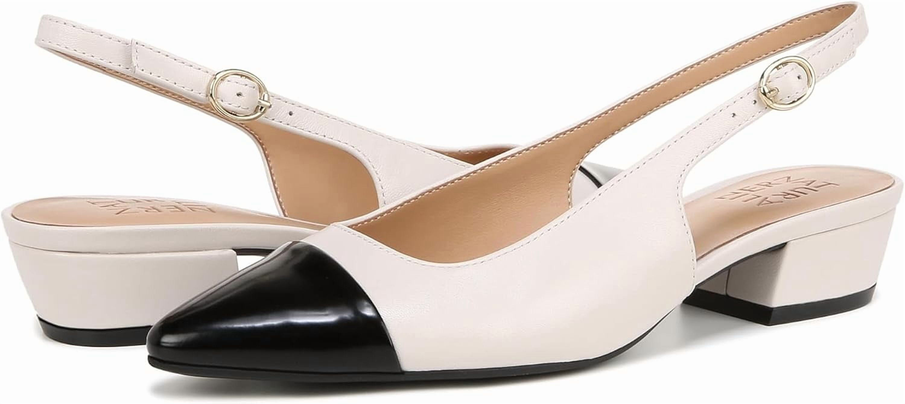 Naturalizer Women's Banks Slingback Pumps Satin Pearl White/Black Toe ...