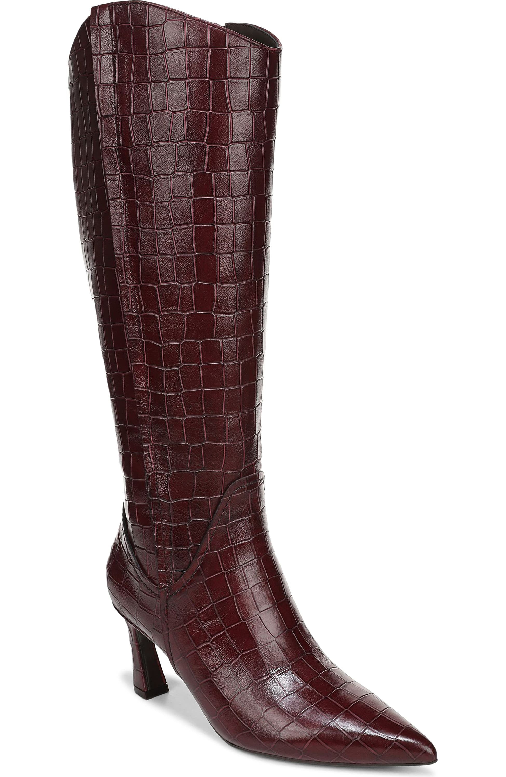 Naturalizer Women's Emily Knee High Boot Cranberry Red Croco 9.5W ...