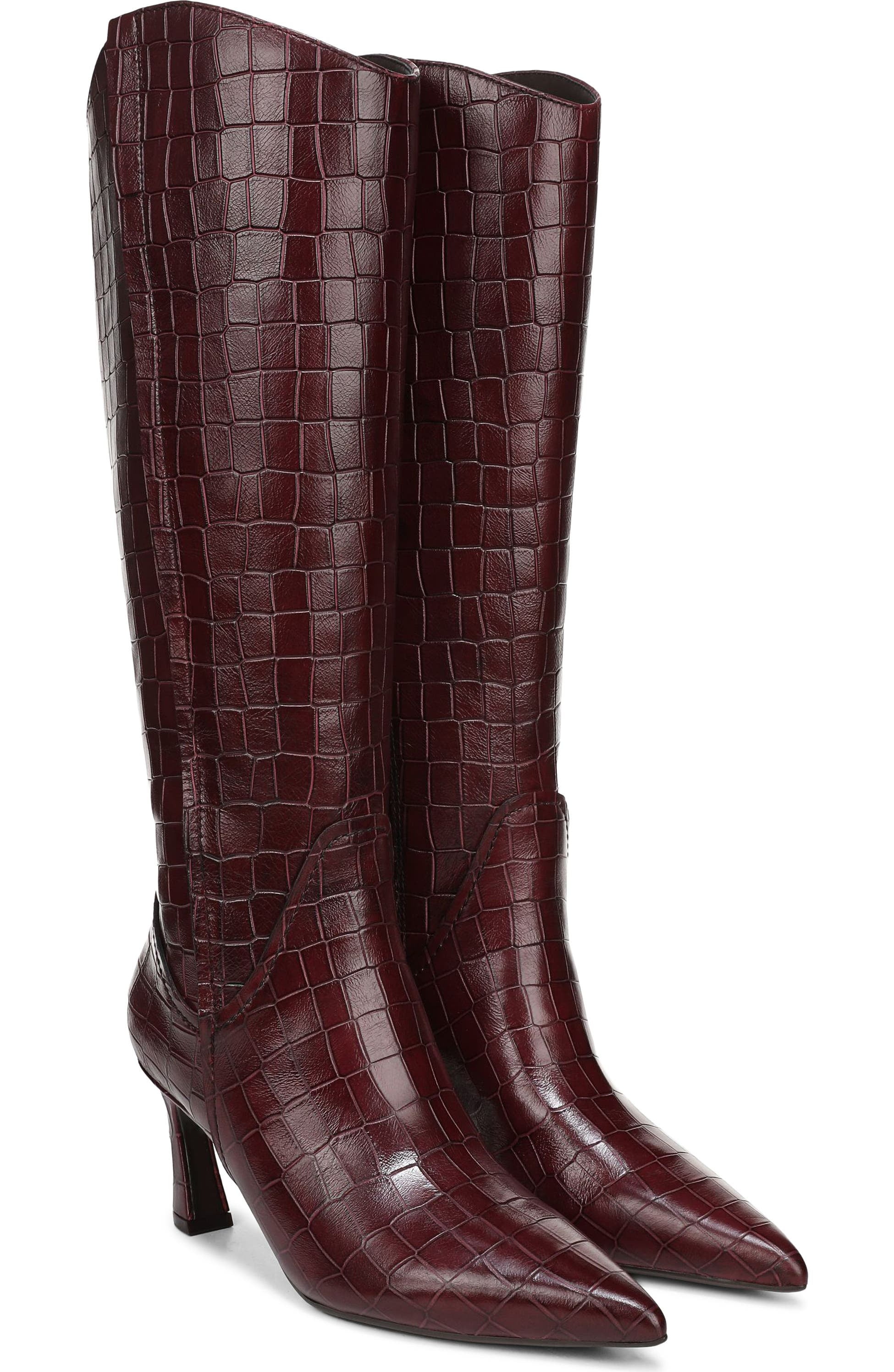 Naturalizer Women's Emily Knee High Boot Cranberry Red Croco Wide Calf ...