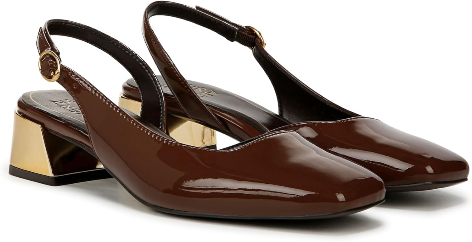 Naturalizer Women's Jayla Low Heel Slingback Pump Cappuccino Patent 7W ...