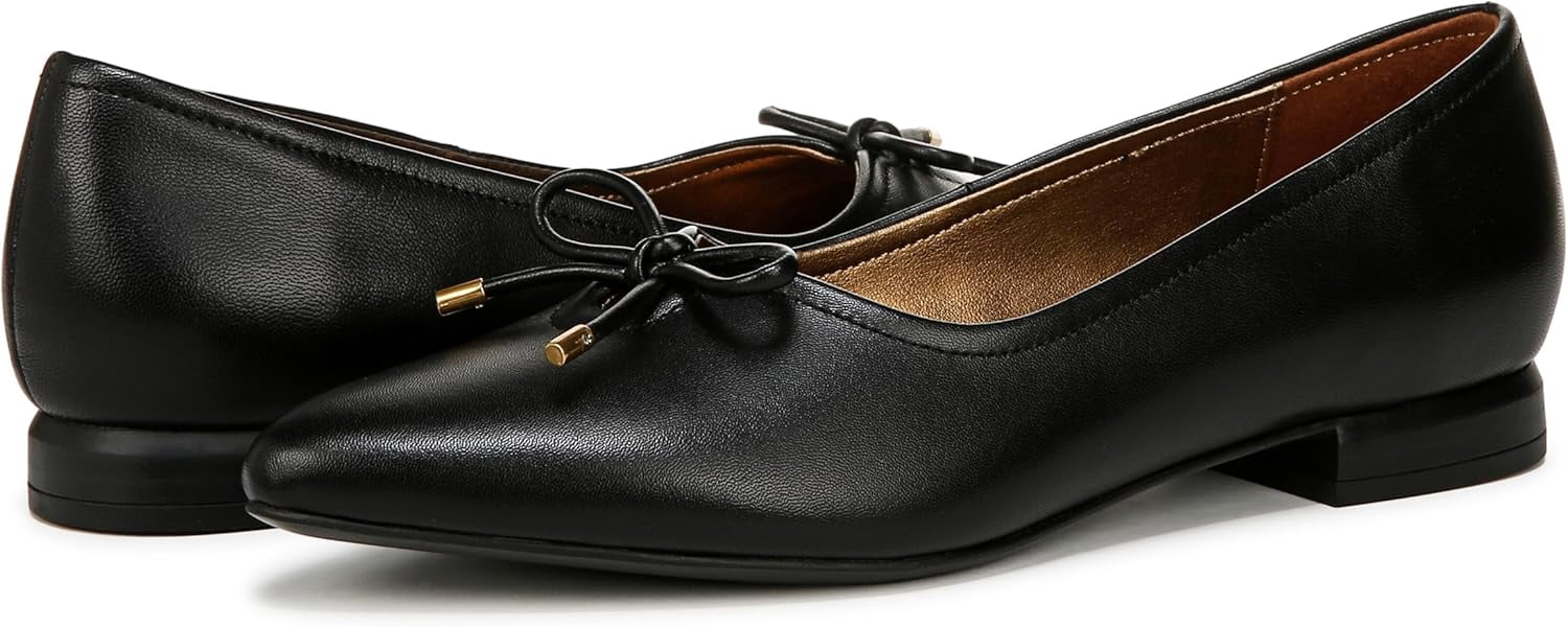 Naturalizer Women's Joiner Pointed Toe Ballet Flat Black Leather 11M ...