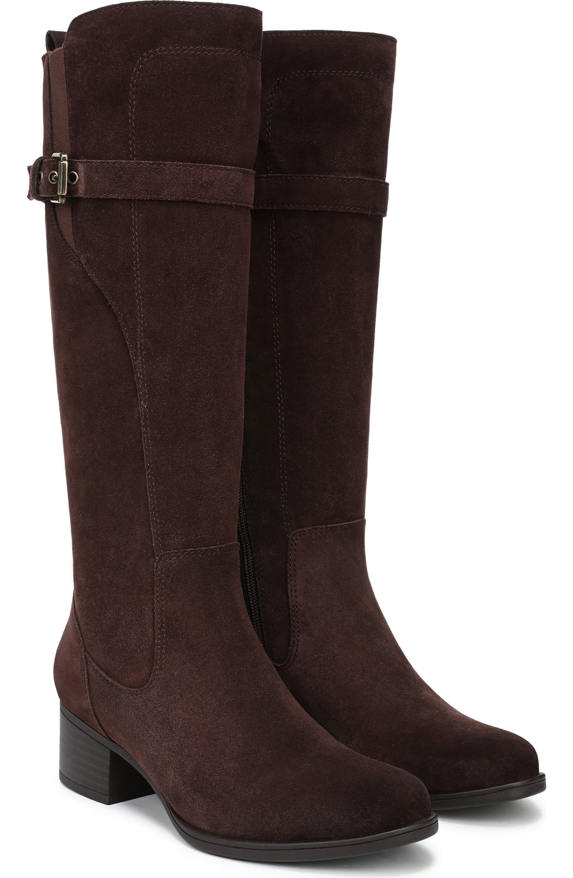 Naturalizer Women's Kenna Knee High Boot Chocolate Brown Suede Wide ...