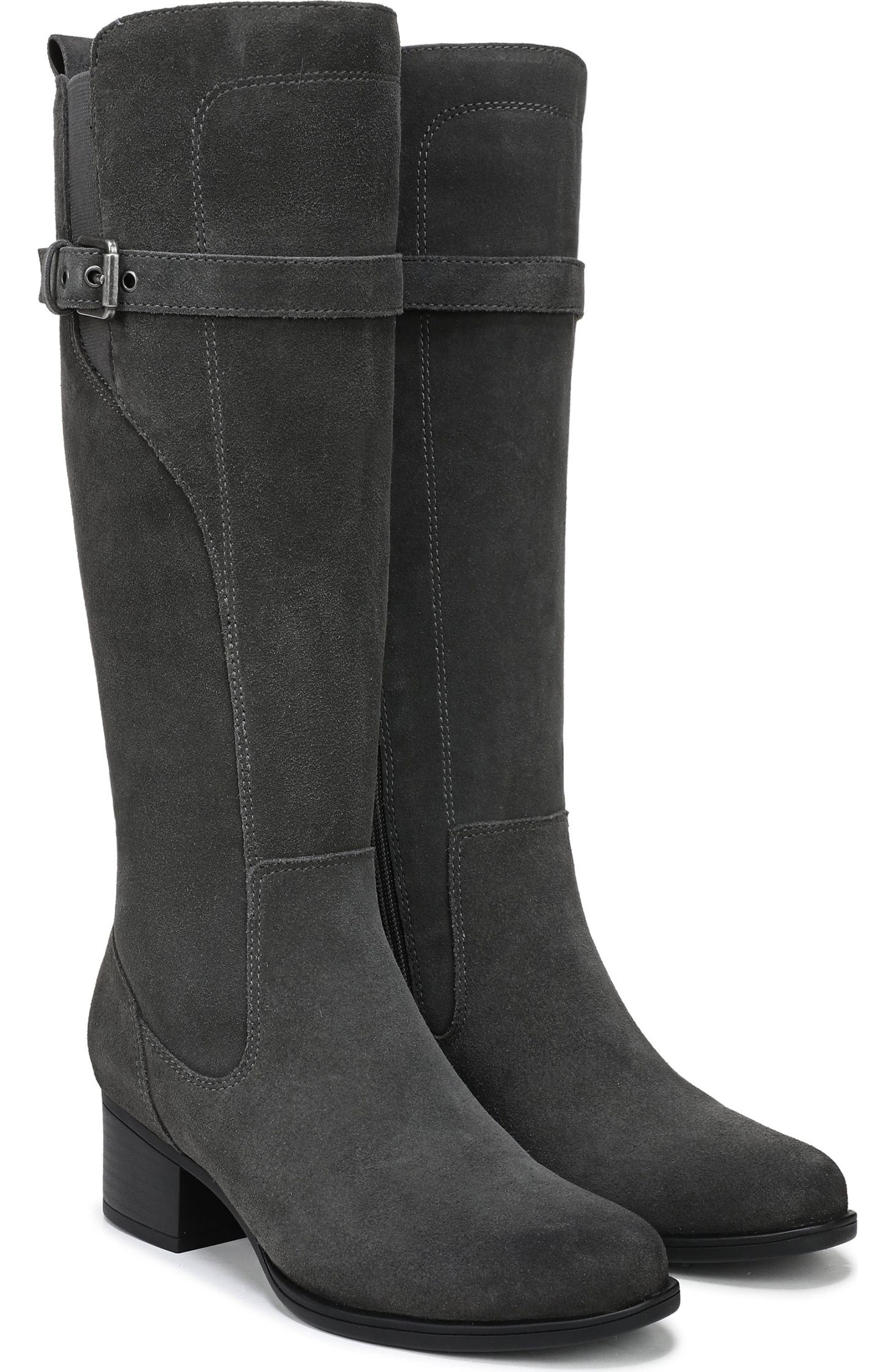 Naturalizer Women's Kenna Knee High Boot Grey Suede Wide Calf 7.5M ...