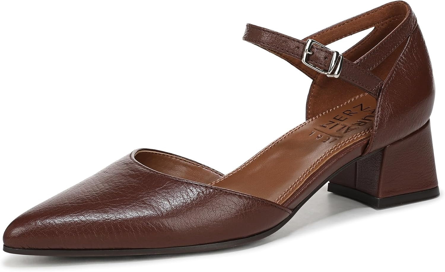 Naturalizer Women's Maddox Block Heel Ankle Strap Pump Cappuccino Brown ...