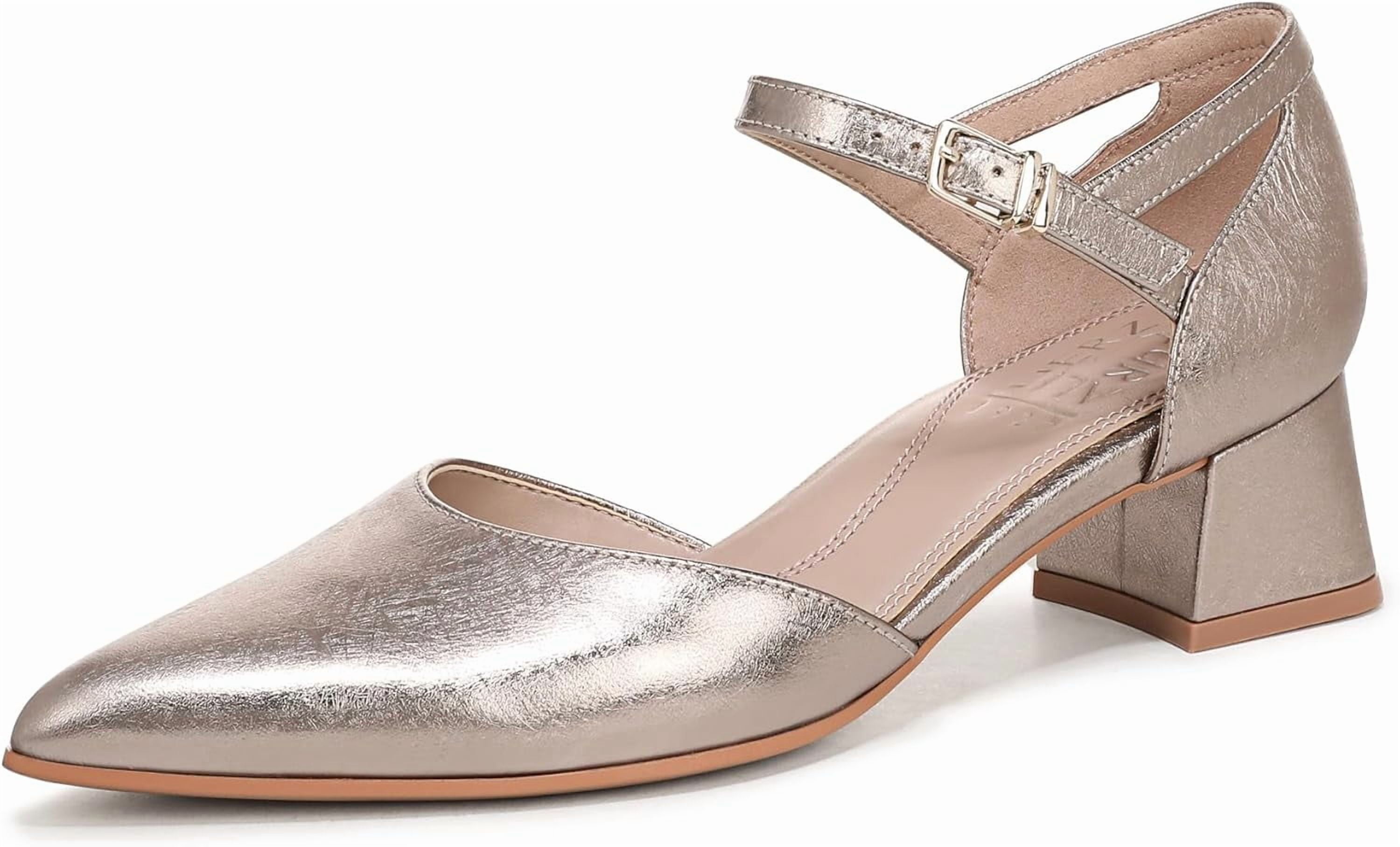 Naturalizer Women's Maddox Block Heel Ankle Strap Pump Patina Pewter ...