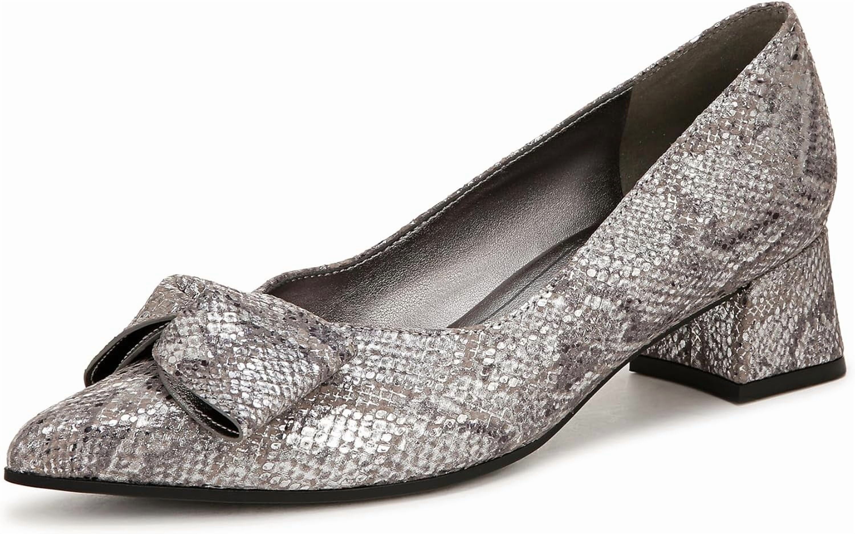 Naturalizer Women's Mavis Bow Pump Silver Metallic Snake 8W - Walmart.com