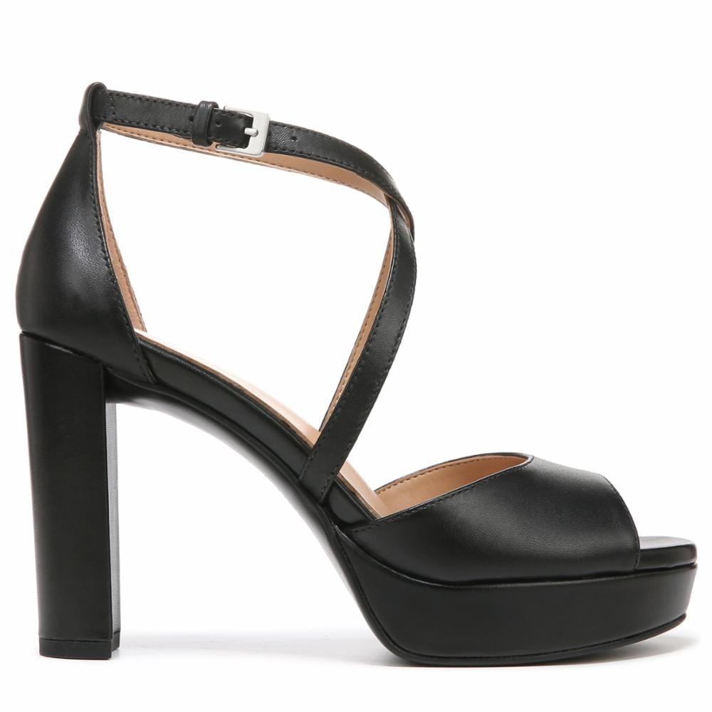 Naturalizer Women's Melody Platform Block Heel Sandals Black Leather 7M ...