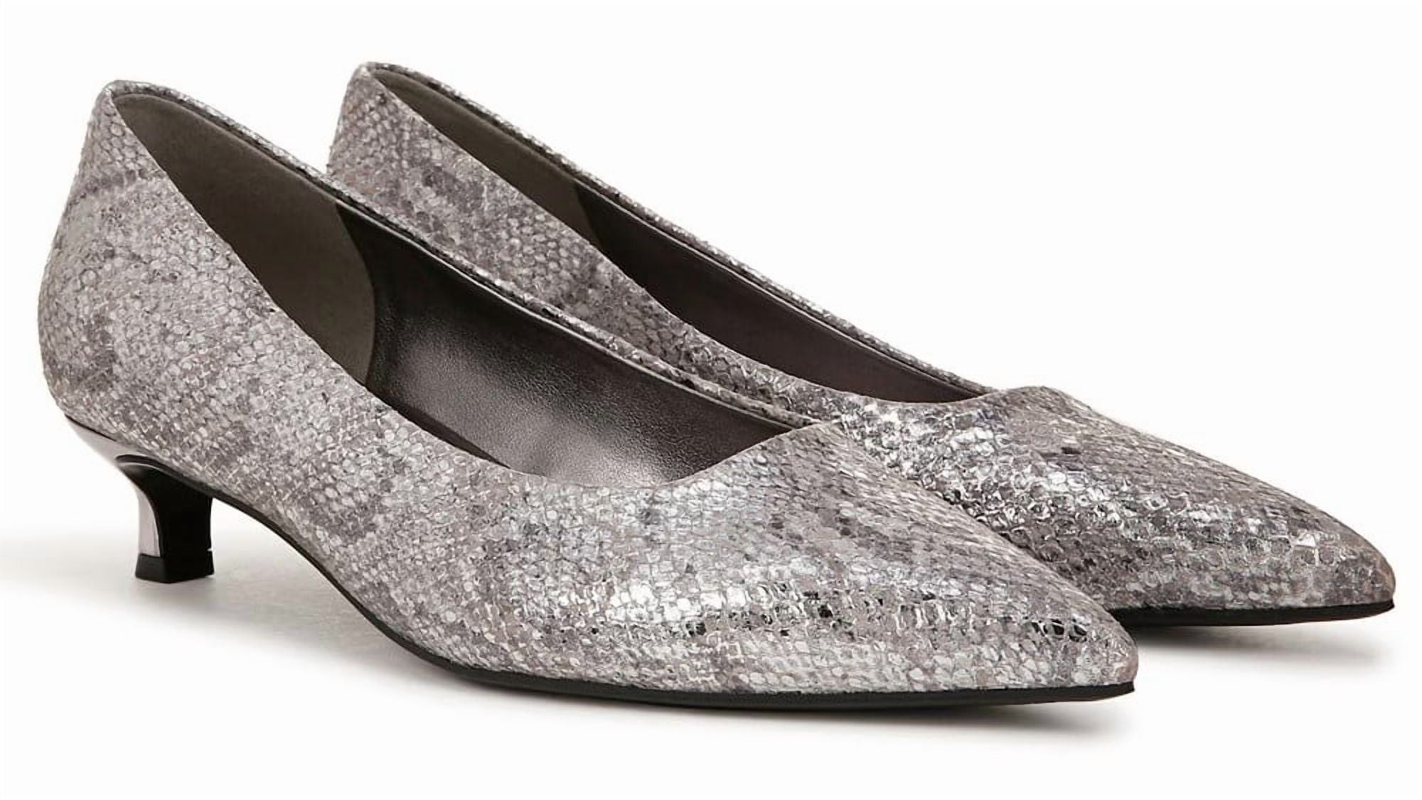 Naturalizer Women's Natalia Kitten Heel Pointed Toe Pump Silver Snake ...