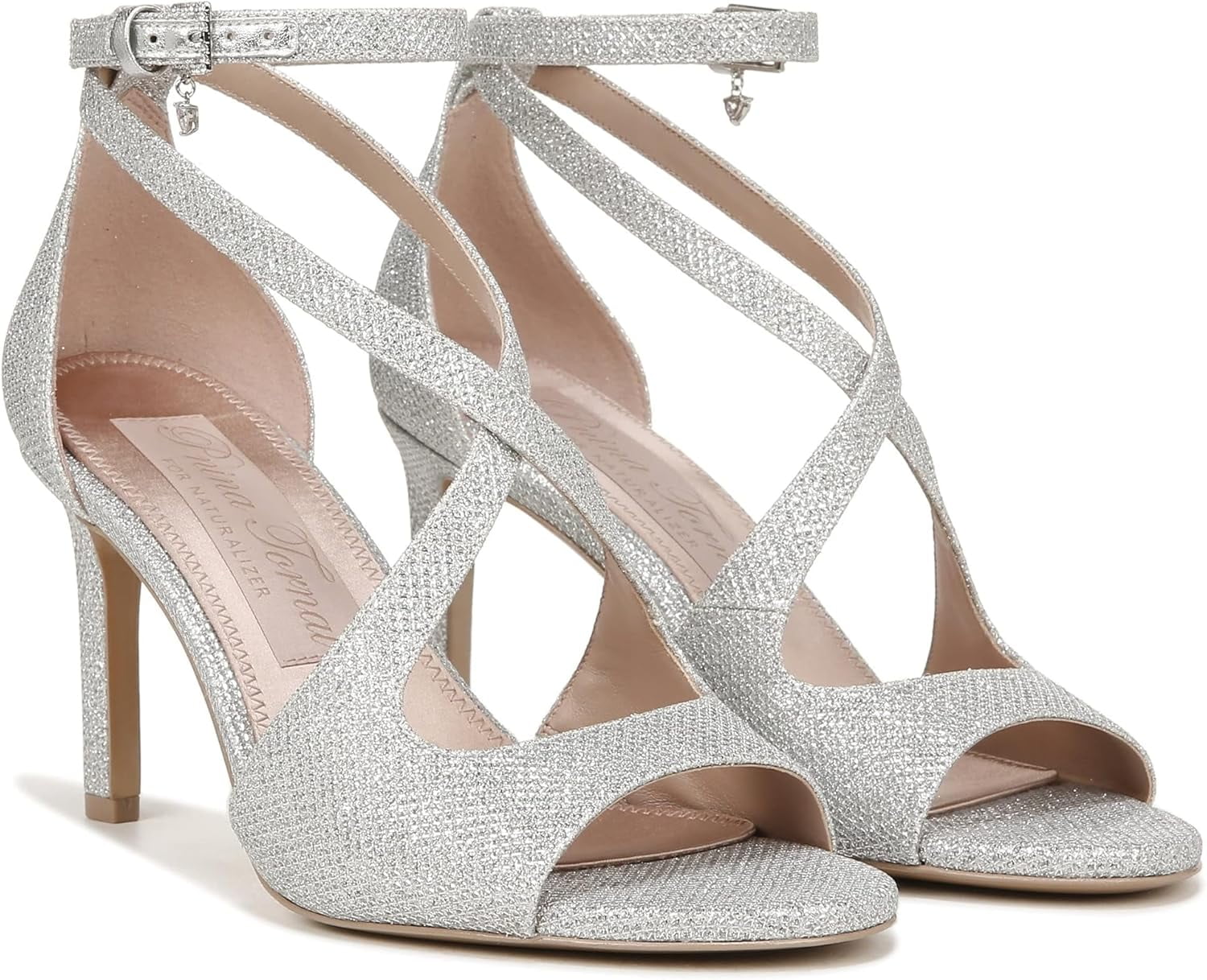 Naturalizer Women's Pnina Tornai Amor 2 Ankle Strap Heel Sandal Silver ...
