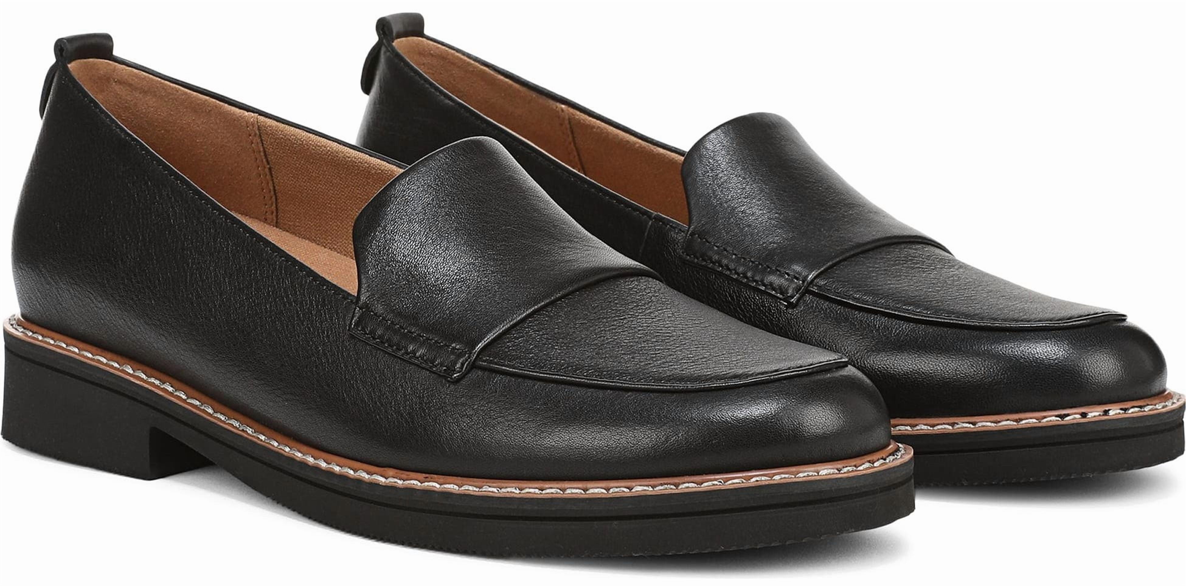 Naturalizer Women's Taylin Block Heel Penny Loafer Black/Black Leather ...