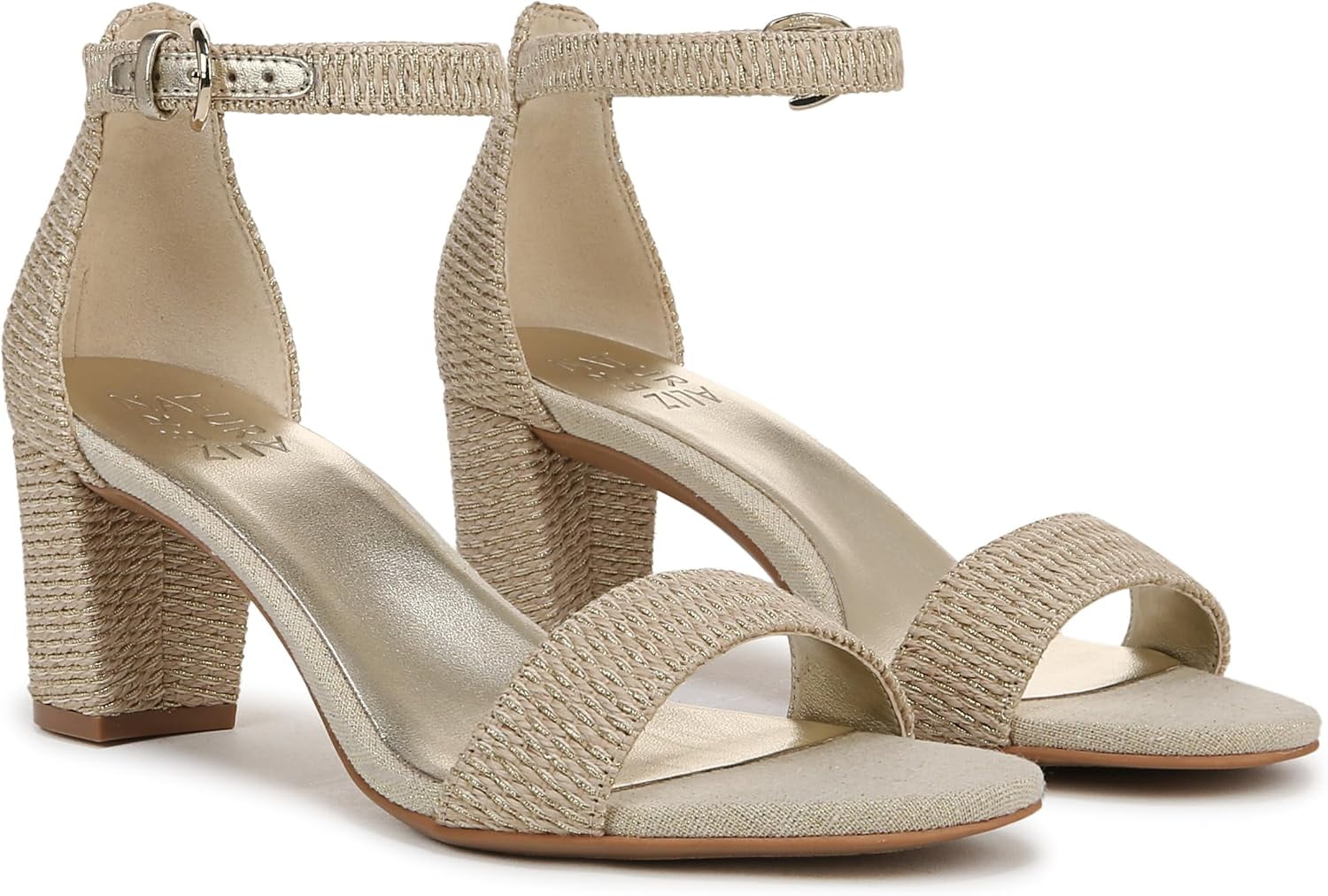 Naturalizer Women's Vera Ankle Strap Sandals Natural/Gold Multi 7M