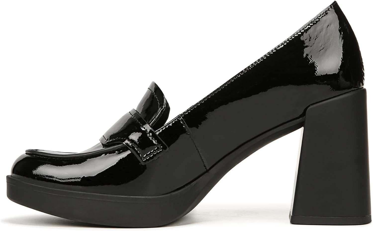 Naturalizer Womens Amble Block Heel Loafer Black Patent Leather 8 M ...