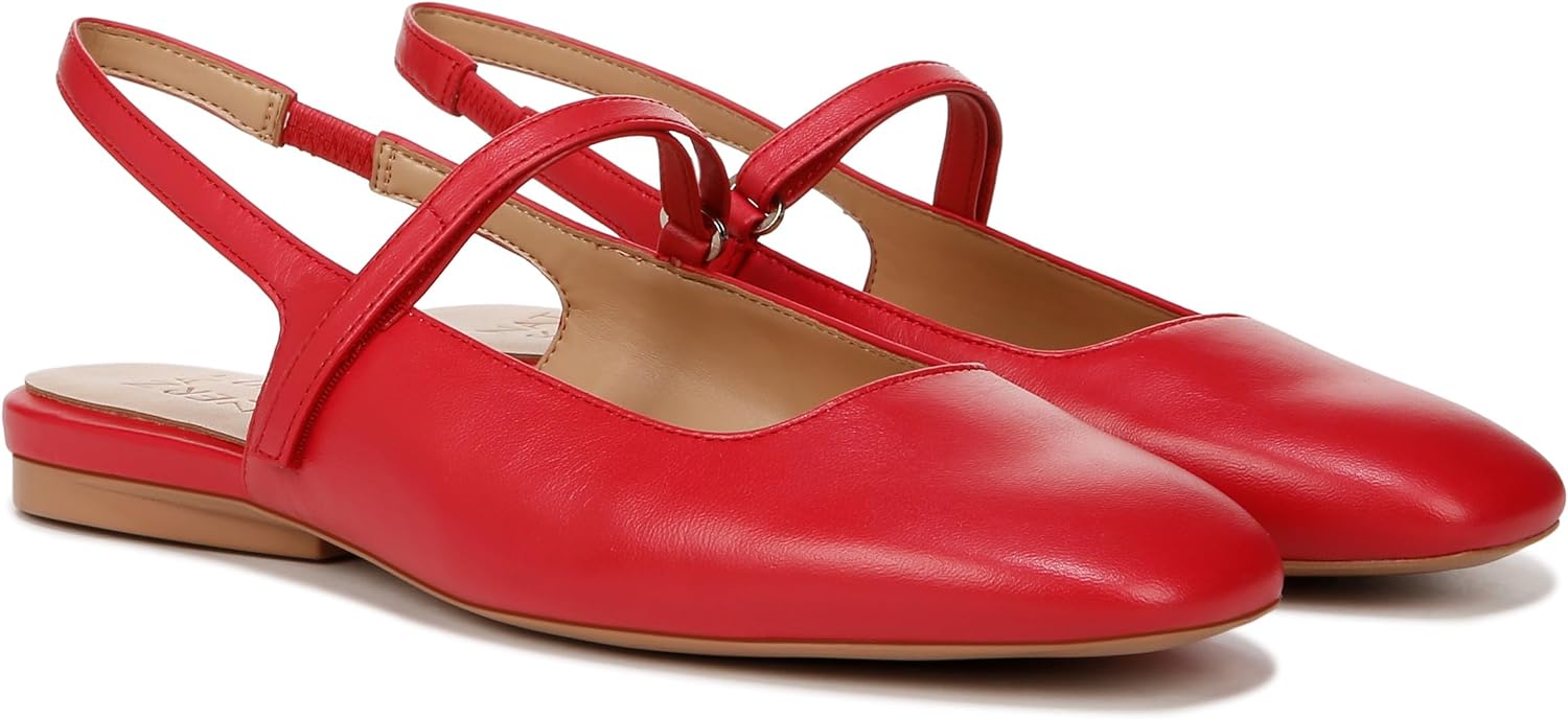 Naturalizer Womens Connie Mary Jane Slingback Ballet Flat Crantini Red ...