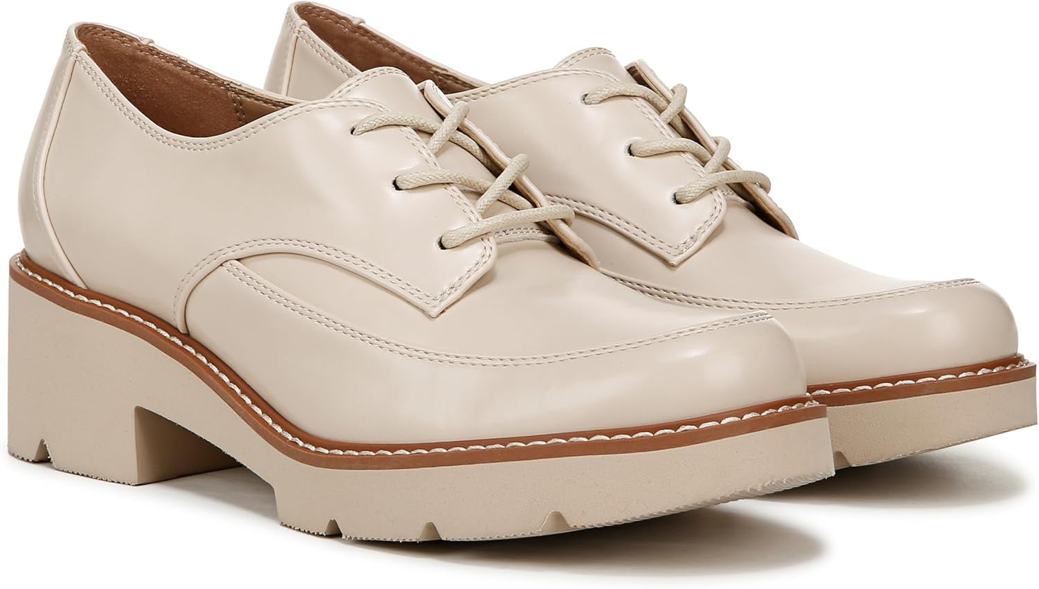 Naturalizer Womens Darry Lace Up Lug Sole Oxford Loafers Porcelain Off ...