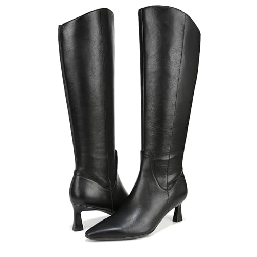 Naturalizer Women's Deesha Knee High Boot Black Leather Wide Calf 10W ...