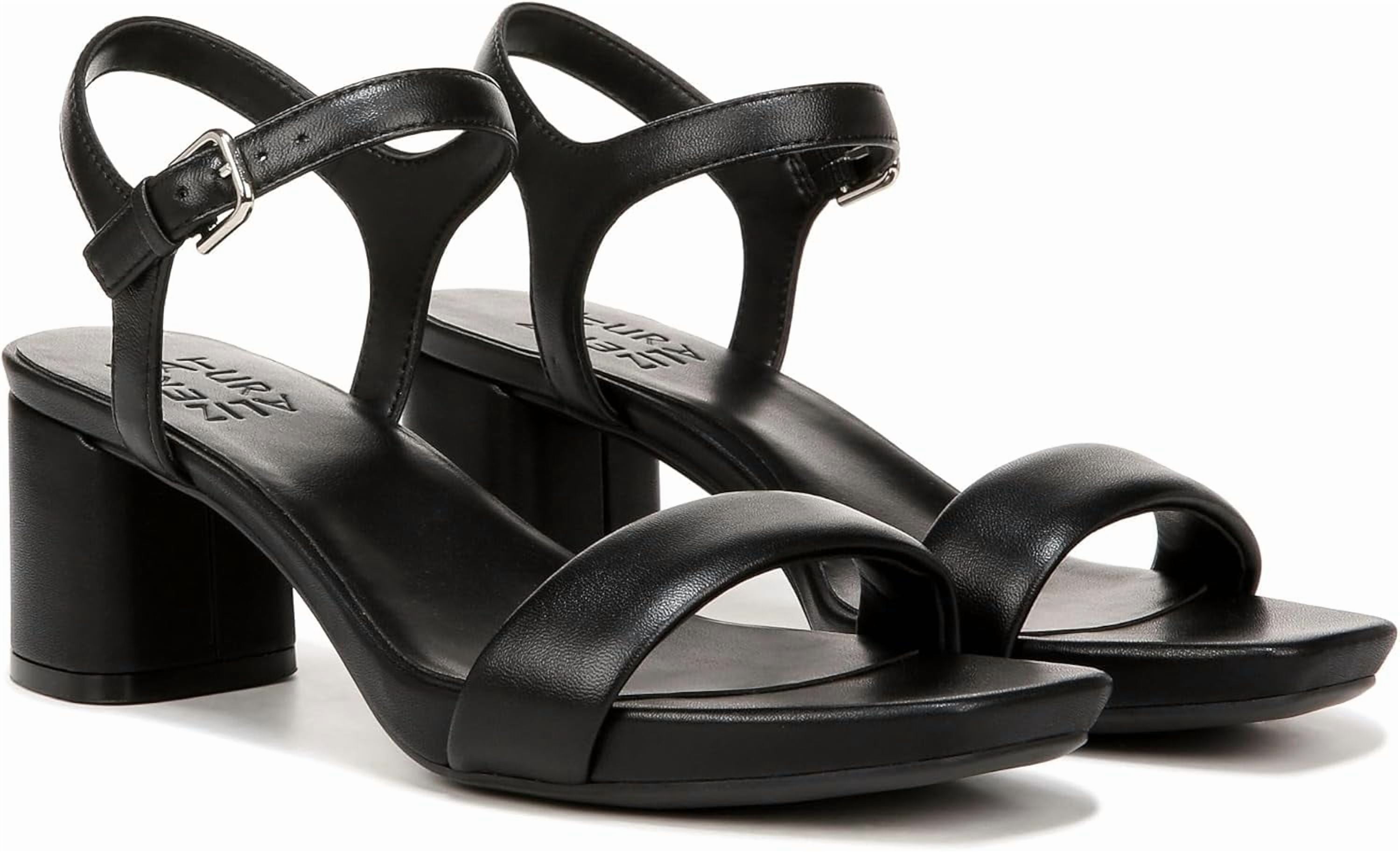 Naturalizer Womens Izzy Block Heel Ankle Strap Sandal Black Leather 9W ...
