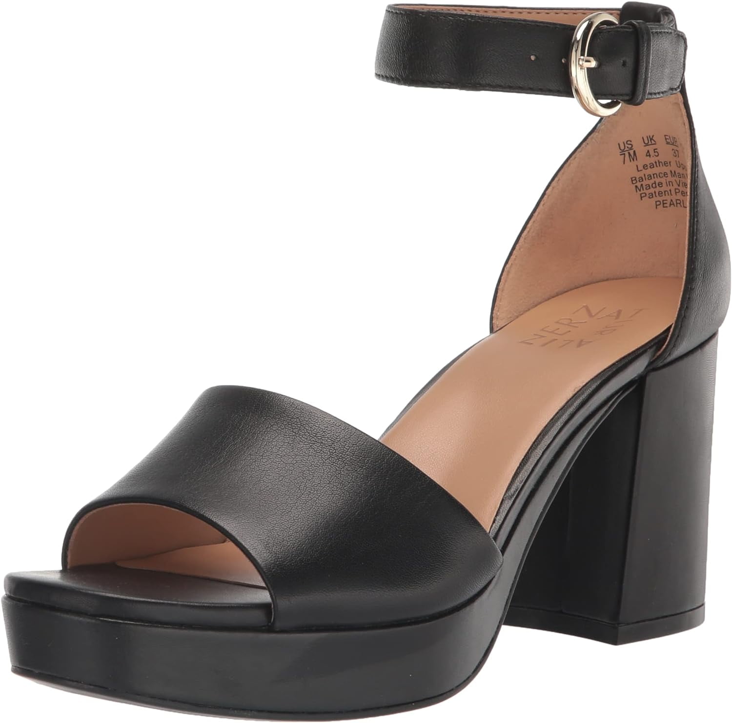 Naturalizer Womens Pearlyn Platform Sandal Black Leather 8M - Walmart.com